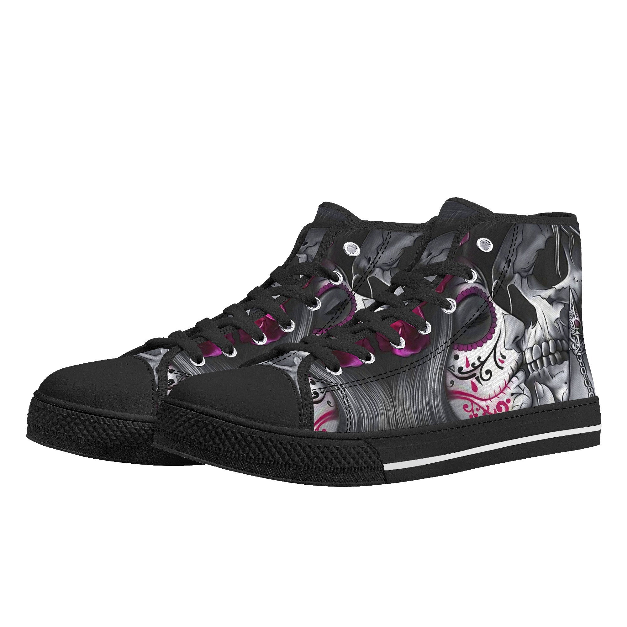 Dia De Los Muertos Skull Shoes, Day of the Dead Hight Top Sneakers, Dia ...