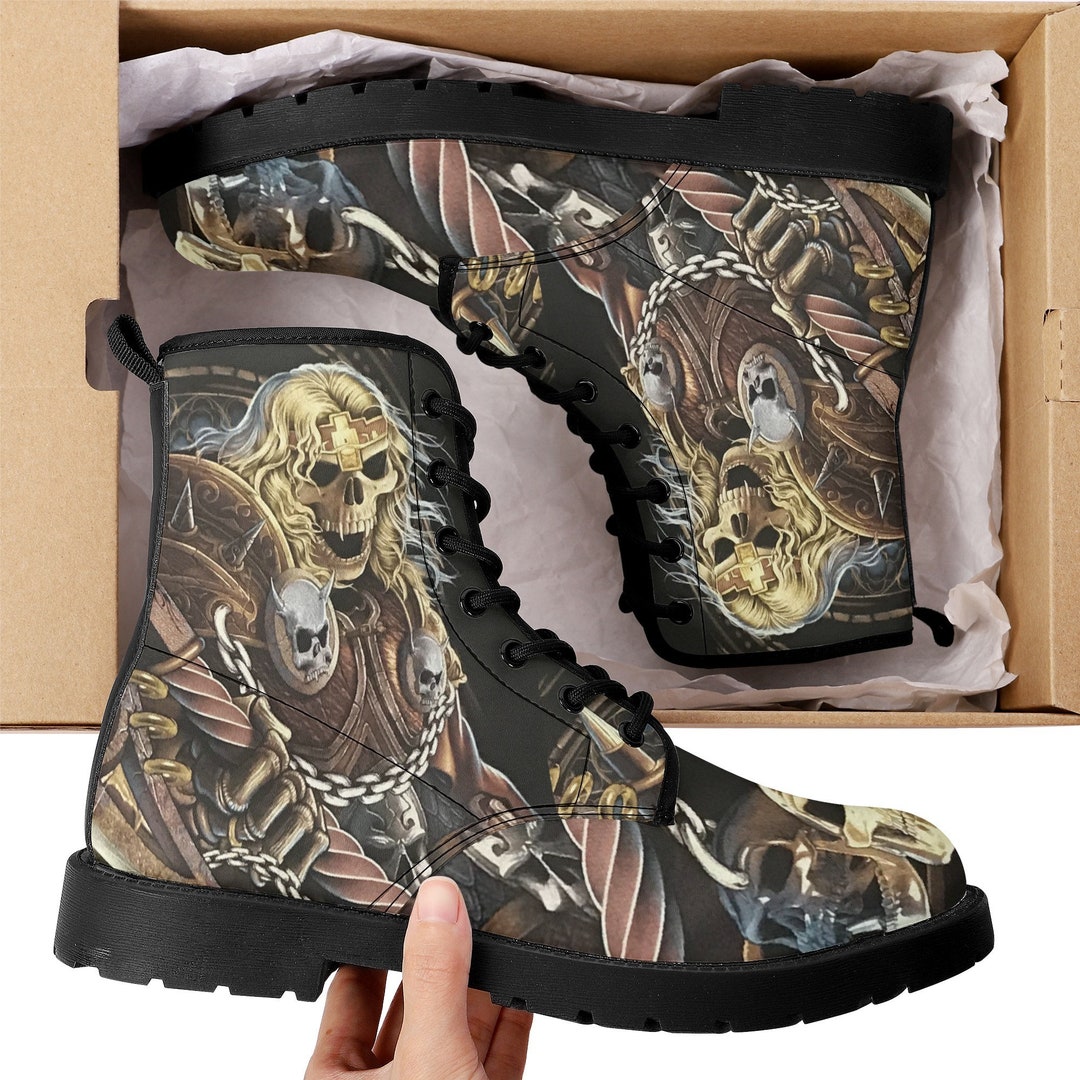 Grim Reaper Evils Skull Boots for Men Women, Horror Punisher Skull ...