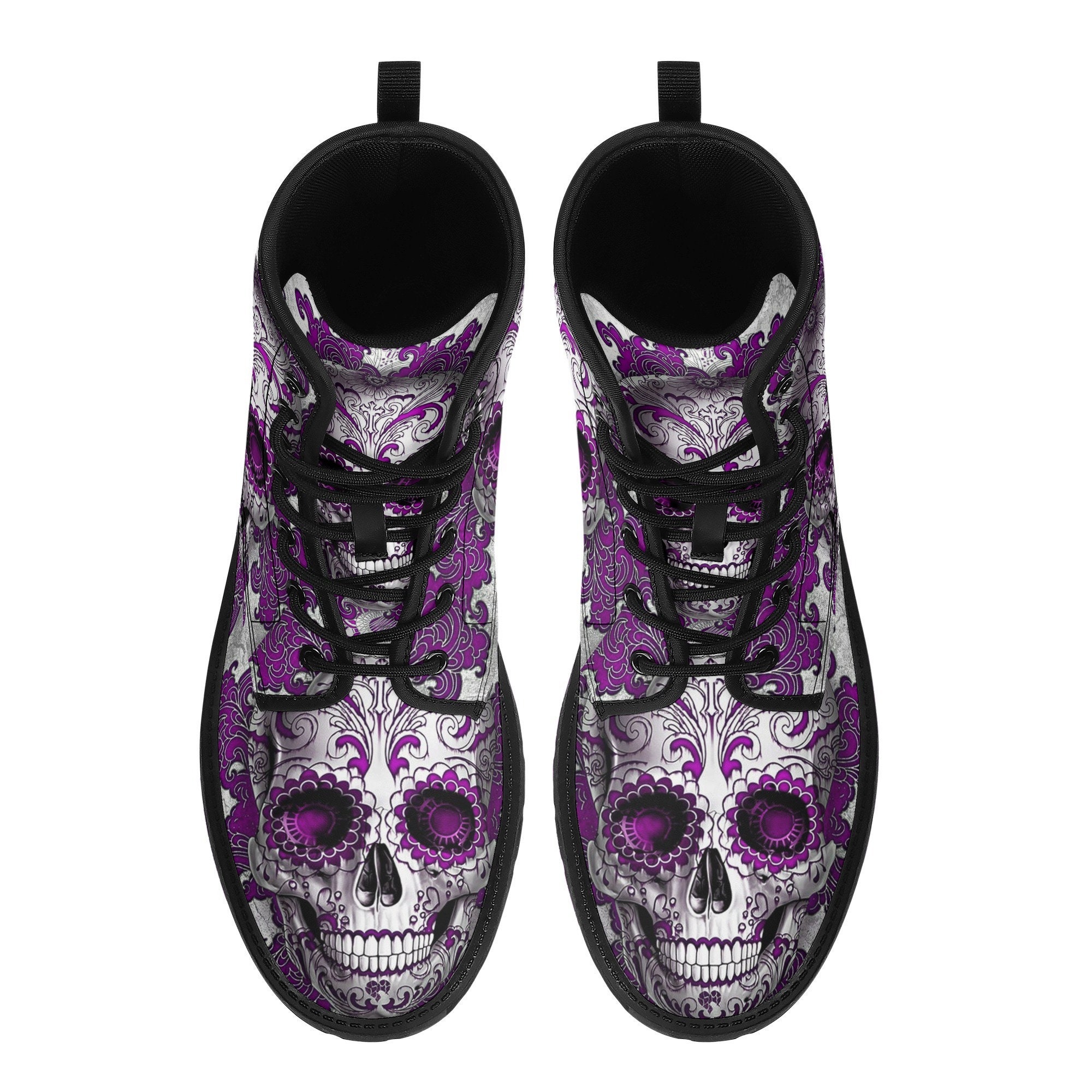 Day of the Dead Skull Leather Boots, Sugar Skull Boots, Dia De Los ...