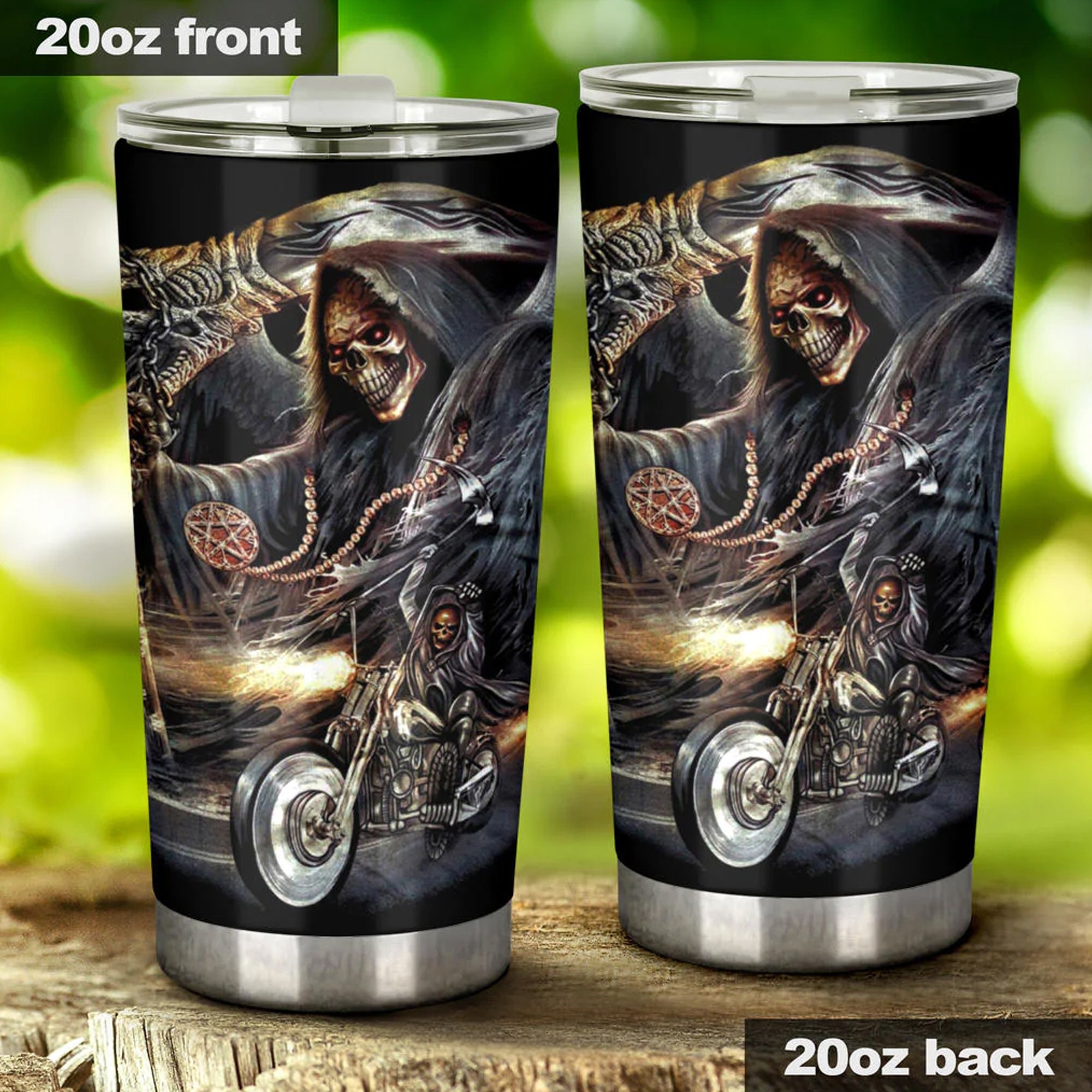 Grim Reaper Skull Tumbler Biker Skull Cup Mug Skull Travel - Etsy