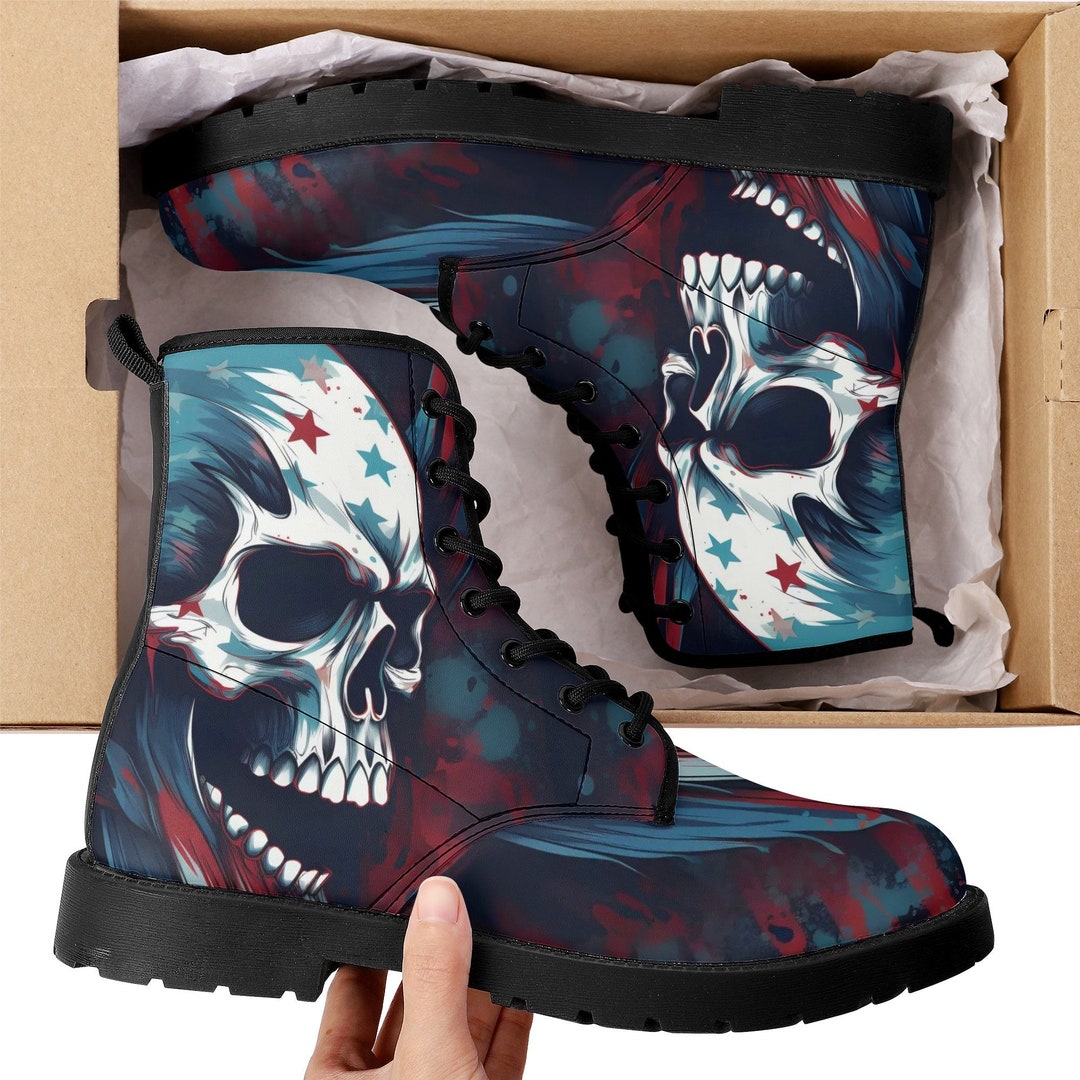 Horror Boots for Men Women, Gothic Skull Winter Boots, Skull Boots for ...