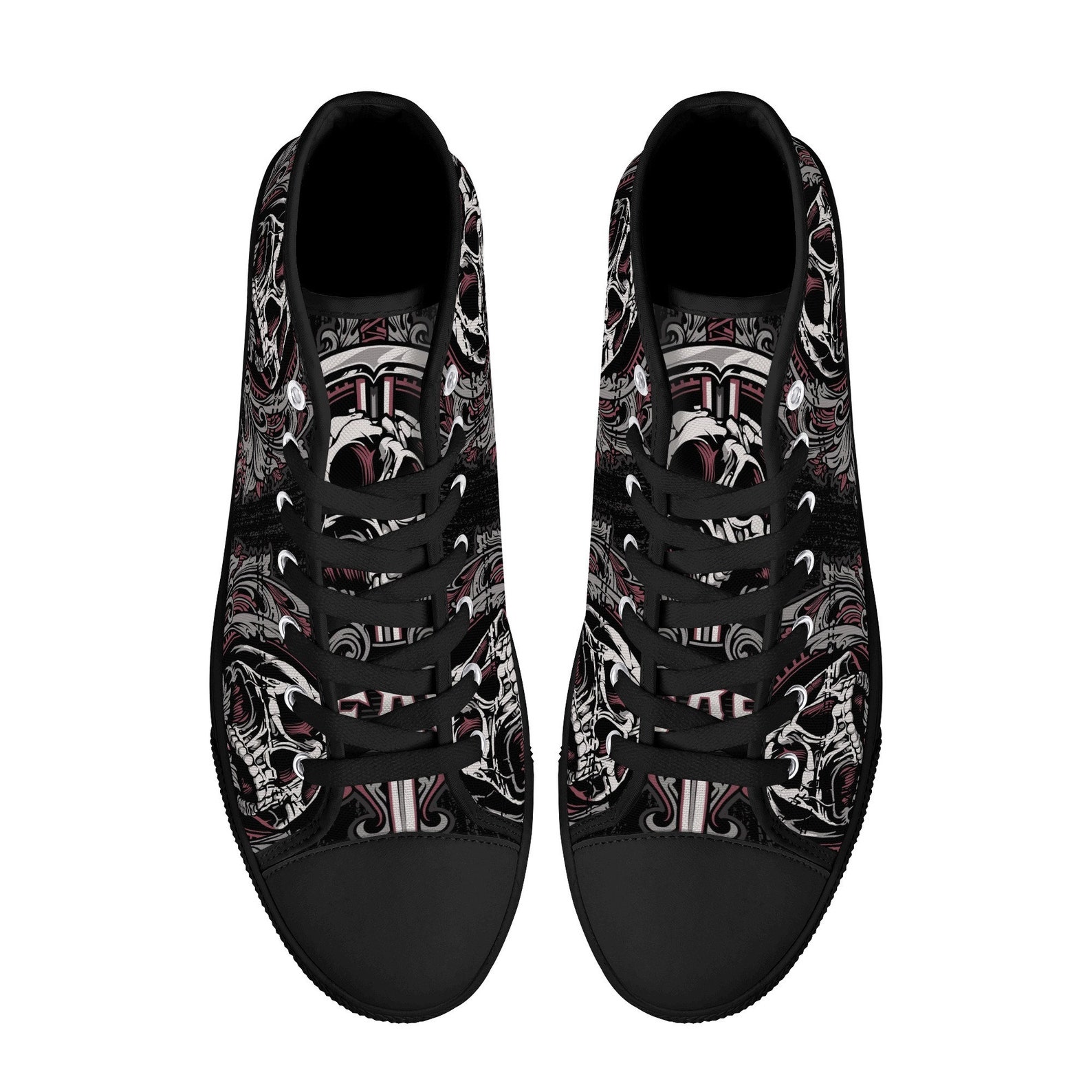 Beast Skull High Top Shoes, Skeleton Shoes for Her, Flower Skull Hight ...