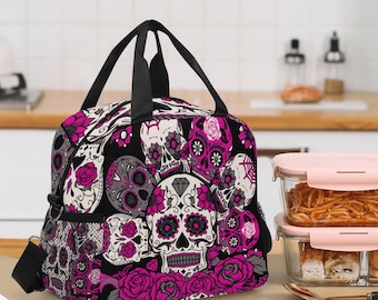 Sugar Skull Lunch Bag, Day of the Dead Lunch Bag, Sugar Skull Lunch Box ...