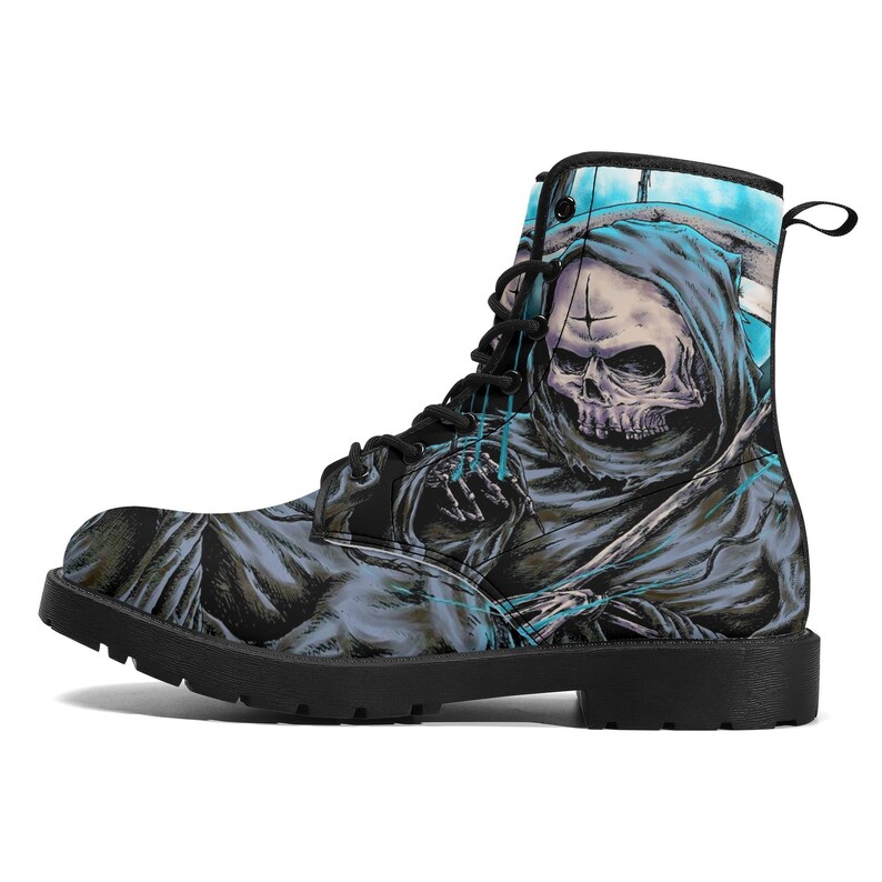 Horror Reaper Skull Boots Streetwear Shoes, Gothic Punisher Skull Boots ...