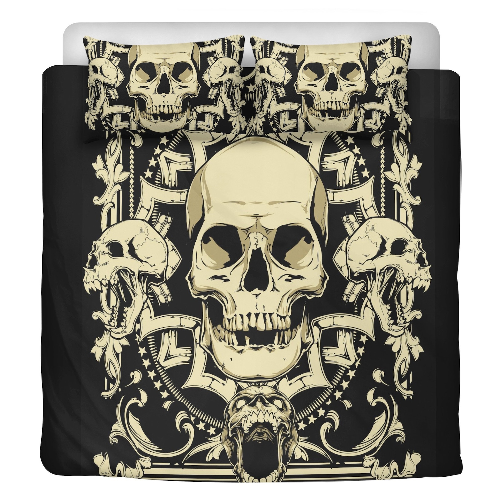 4pcs Horror Skull Bedding Set, Gothic Skeleton Duvet Cover Set ...