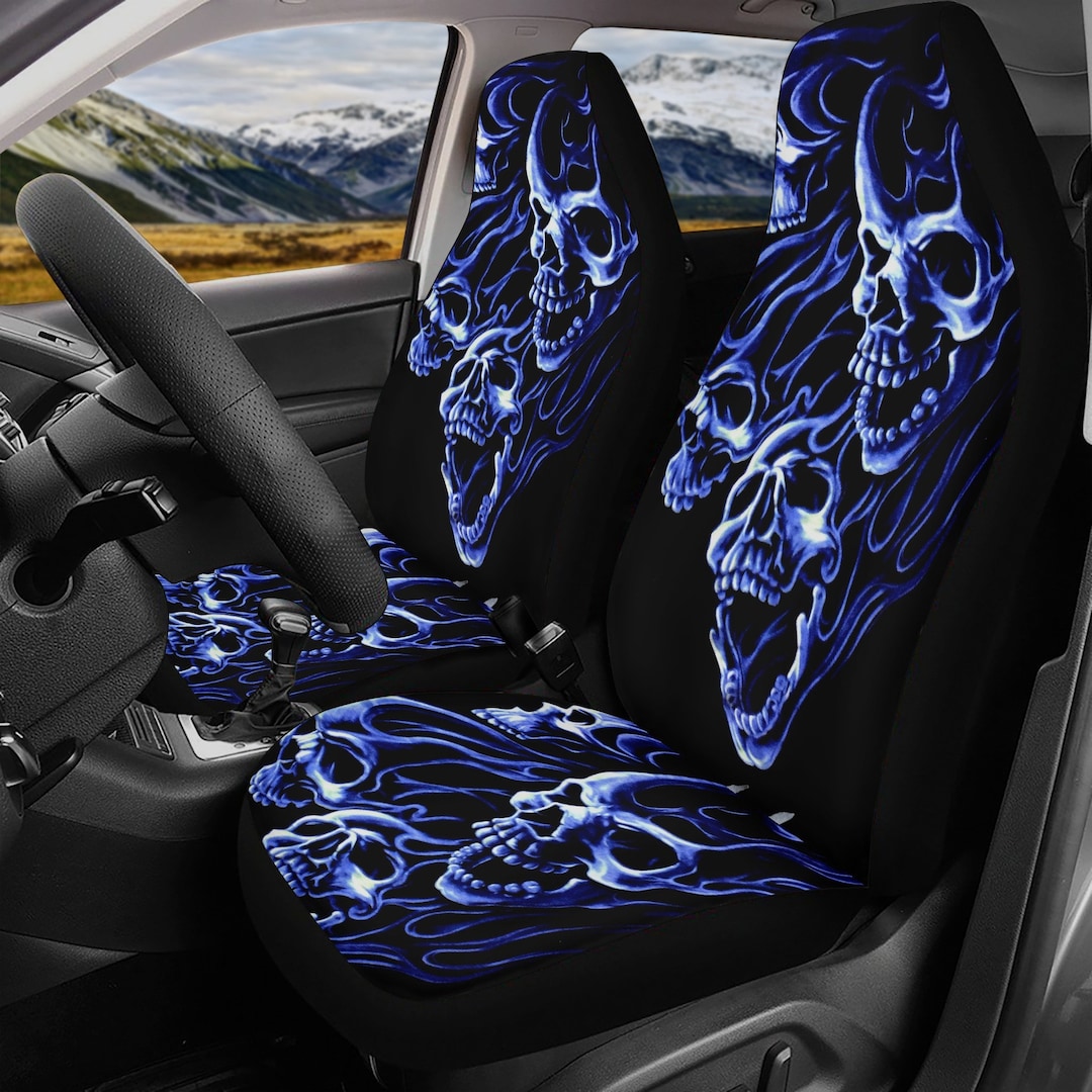 Gothic Skull Car Seat Cover Car Mat Full Set, Grim Reaper Skull Seat ...