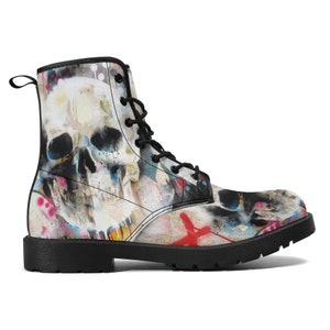 Halloween Goth Skull Boots, Gothic Grim Reaper Leather Boots, Skeleton ...