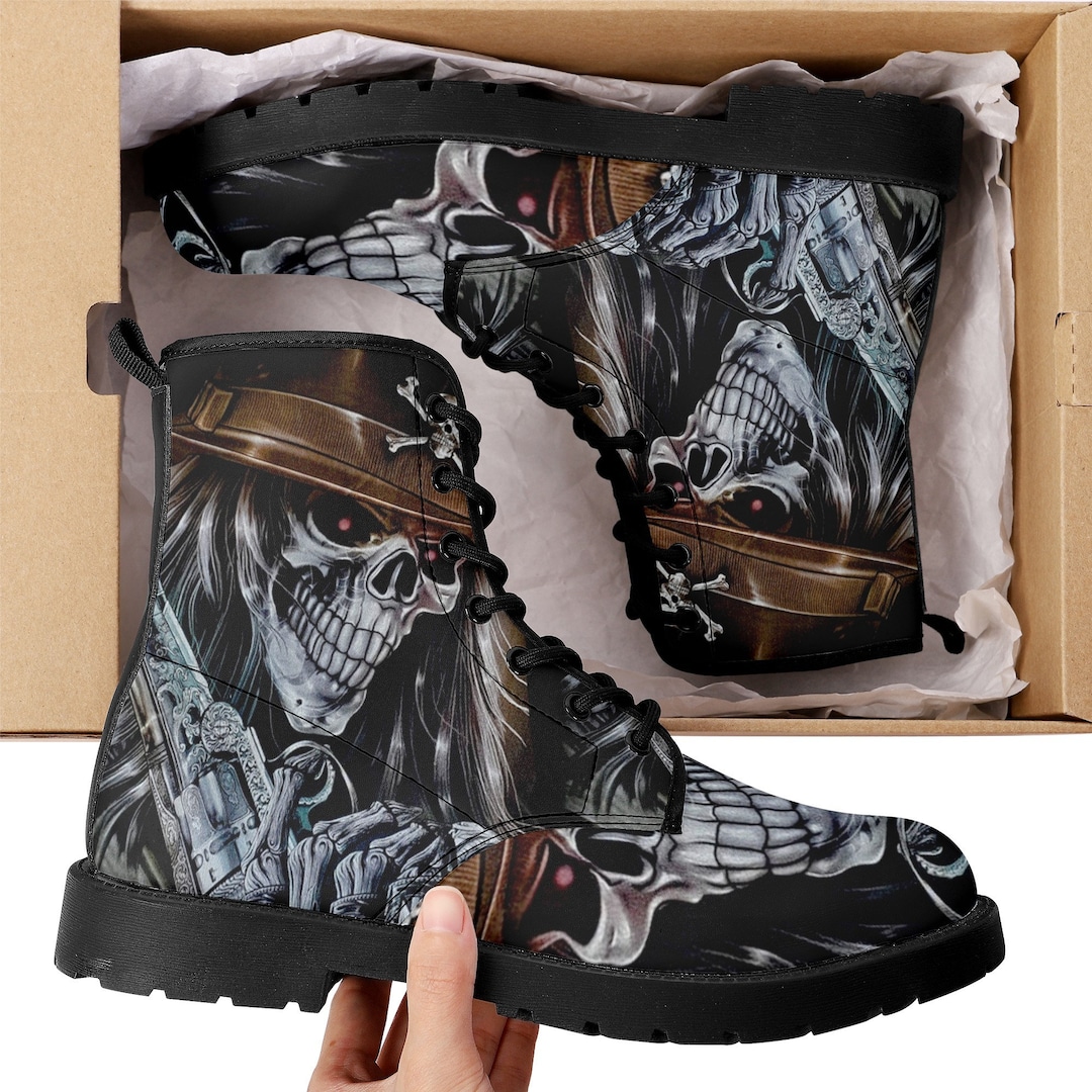 Grim Reaper Skull Girl Boots for Men Women Shoes, Gothic Skull Boots ...