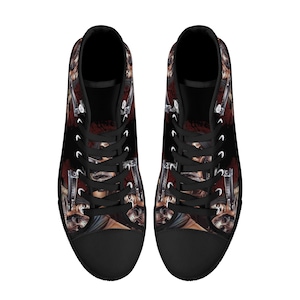 Grim Reaper Shoes for Her, Flame Skull Shoes Gift, Flower Skull Causual ...