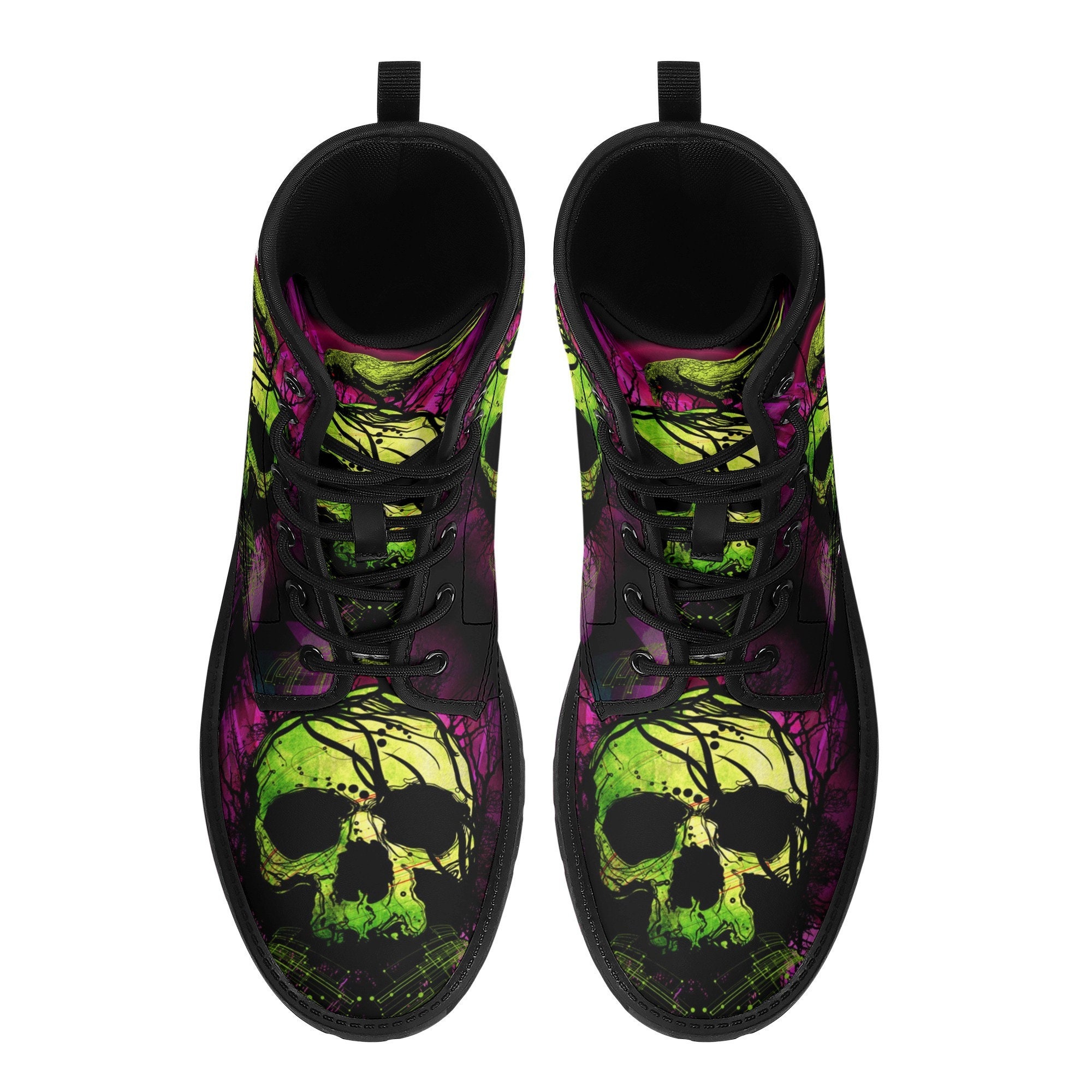 Green Skull Grim Reaper Boots for Men Women, Halloween Skull Gothic ...