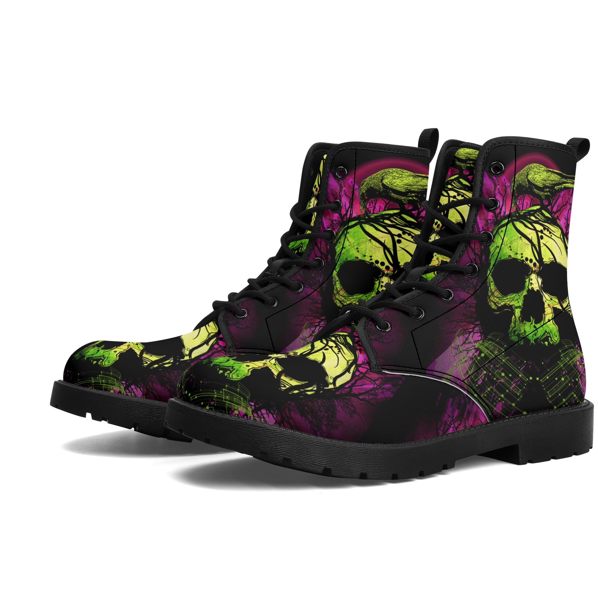 Green Skull Grim Reaper Boots for Men Women, Halloween Skull Gothic ...