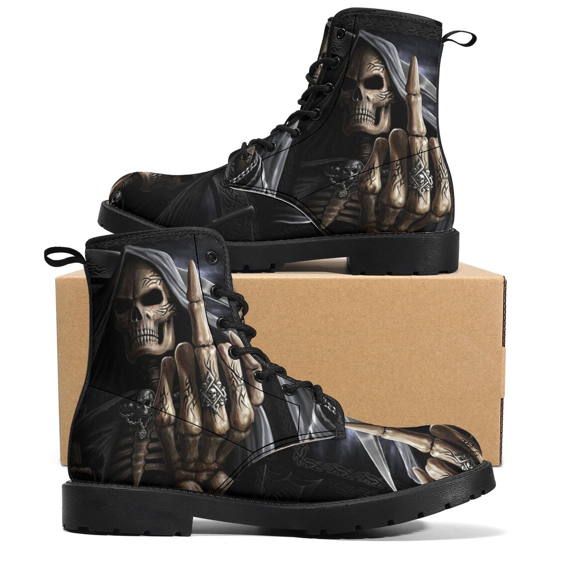 Grim Reaper Men Women Boots, Punisher Horror Gothic Skull Boots ...
