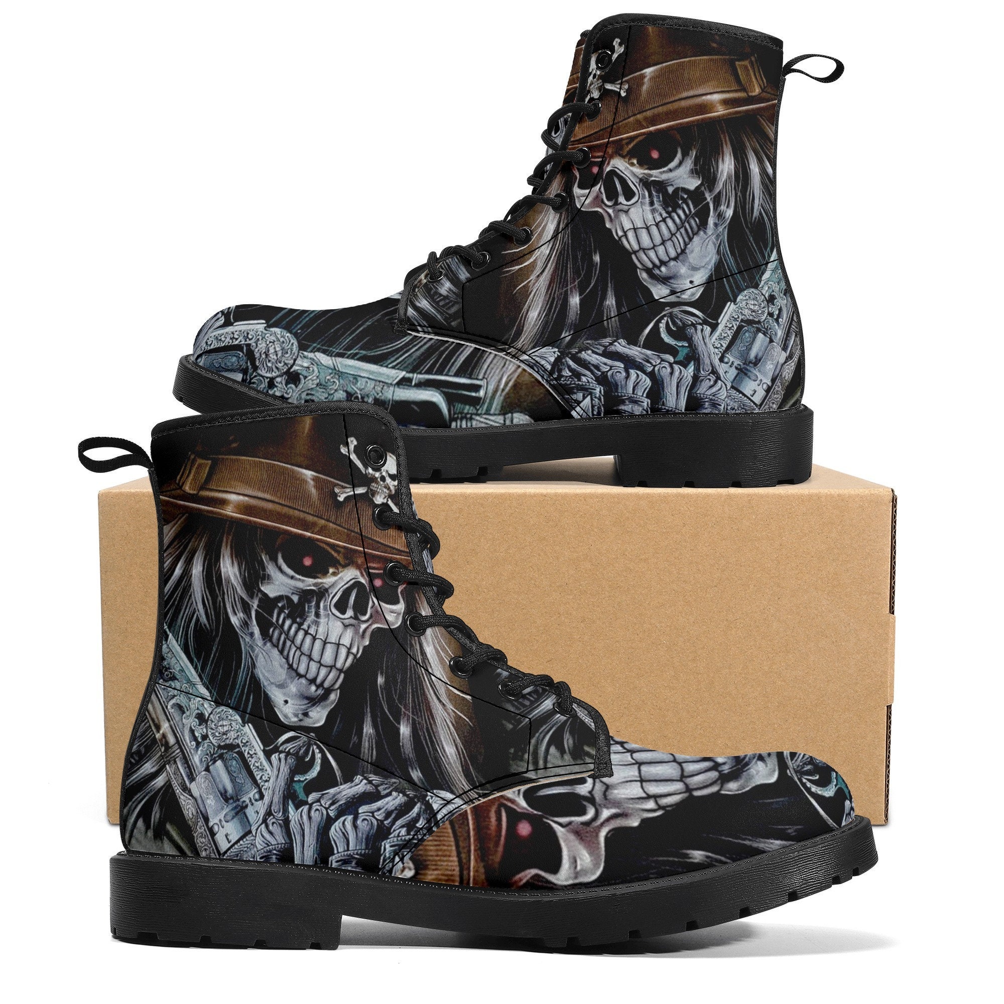 Grim Reaper Skull Girl Boots for Men Women Shoes, Gothic Skull Boots ...