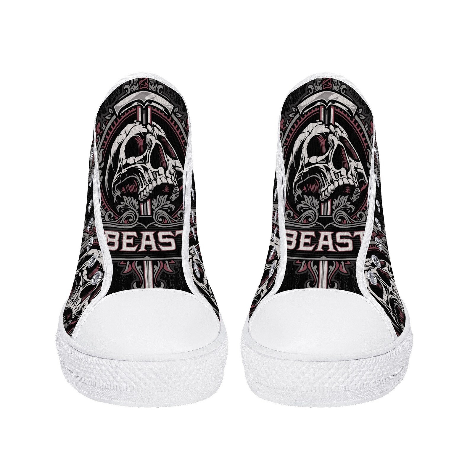 Beast Skull High Top Shoes, Skeleton Shoes for Her, Flower Skull Hight ...