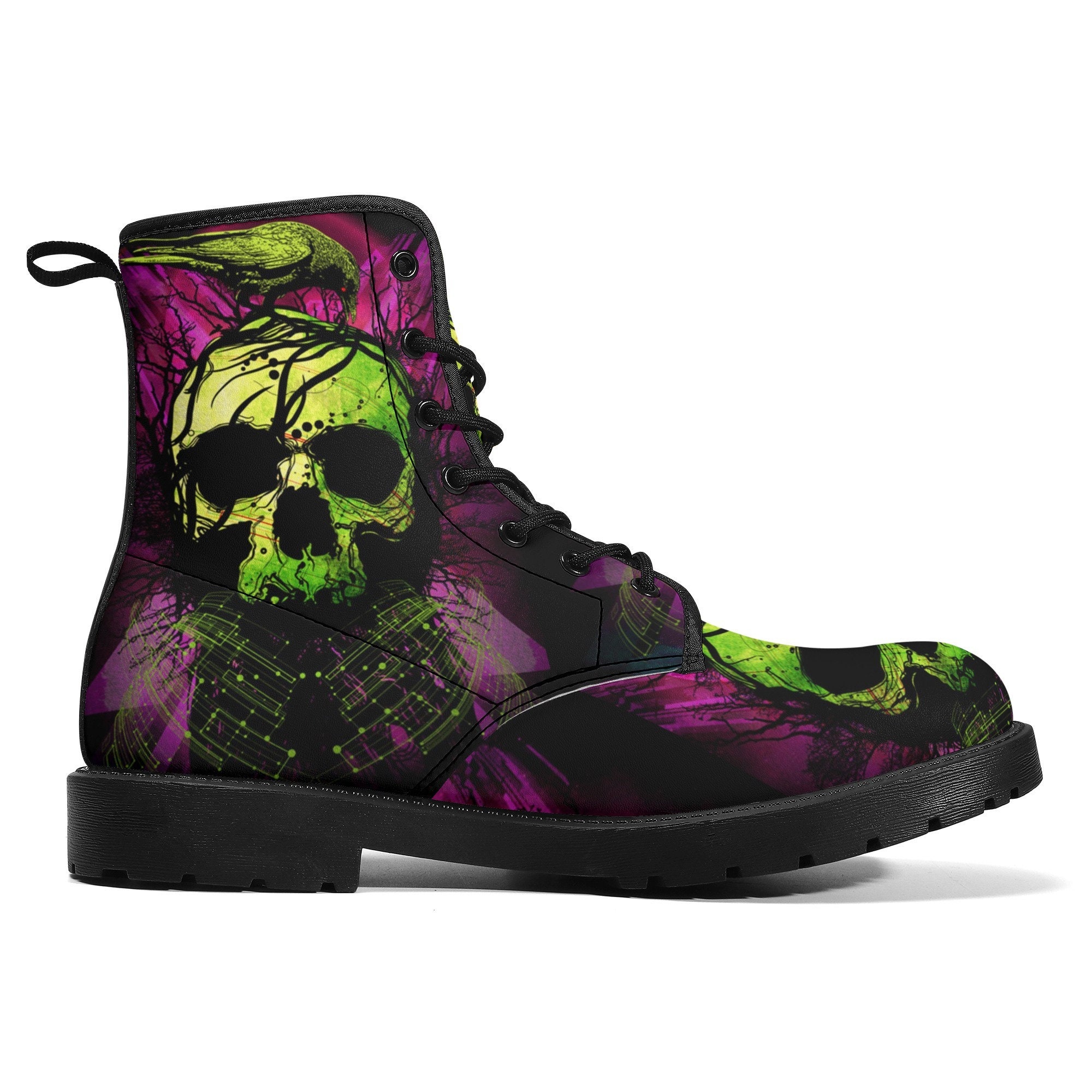 Green Skull Grim Reaper Boots for Men Women, Halloween Skull Gothic ...