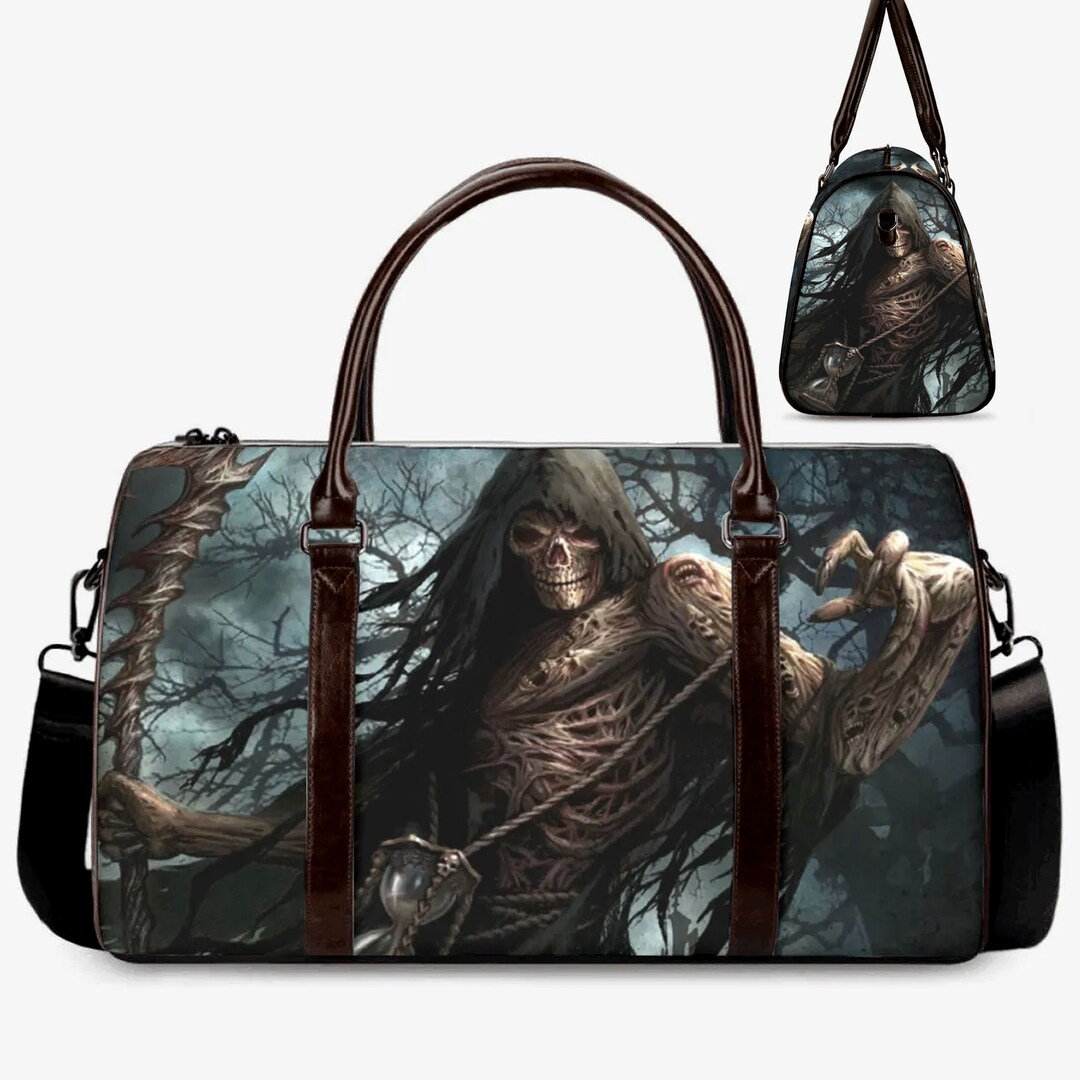 Gothic Skull Overnight Bag, Flame Skull Carry on Weekender Overnight ...