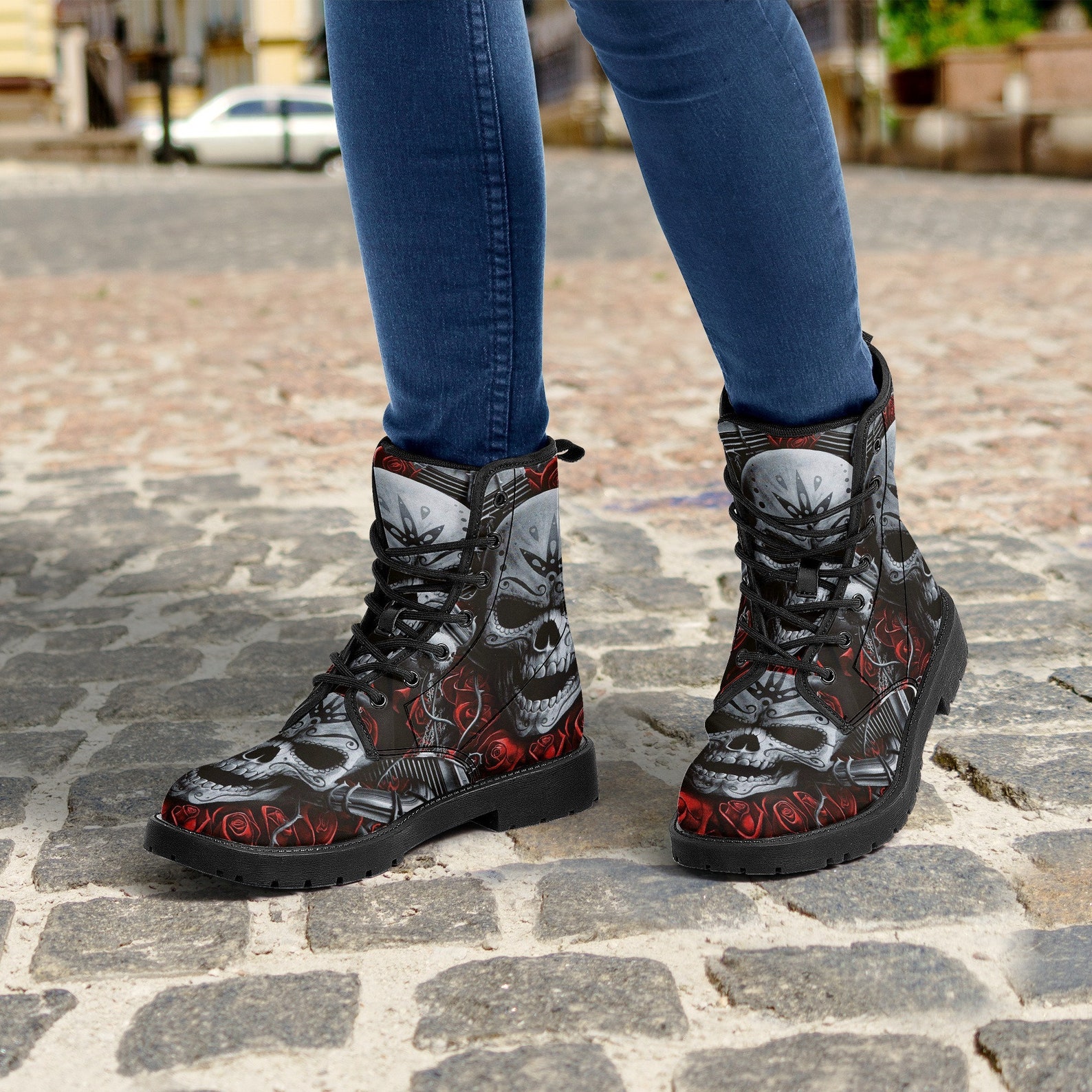 Motorcycle Biker Skull Grim Reaper Boots for Men Women, Gothic Boots ...