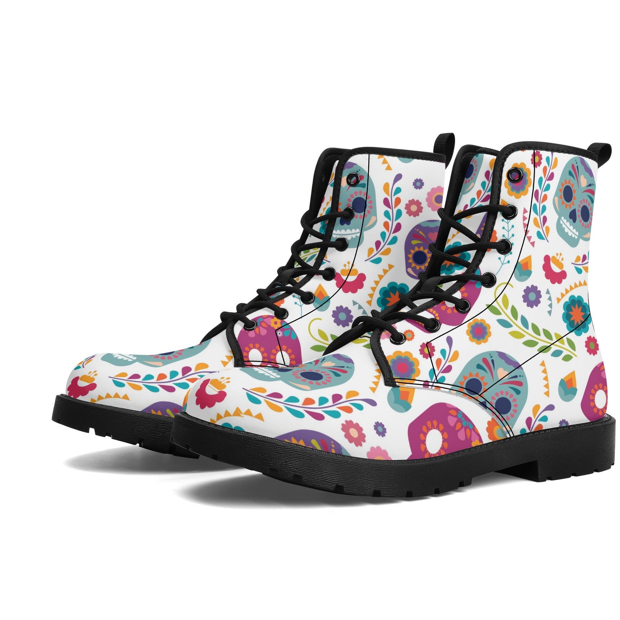 Day of the Dead Sugar Skull Leather Boots, Sugar Skull Boots for Men ...