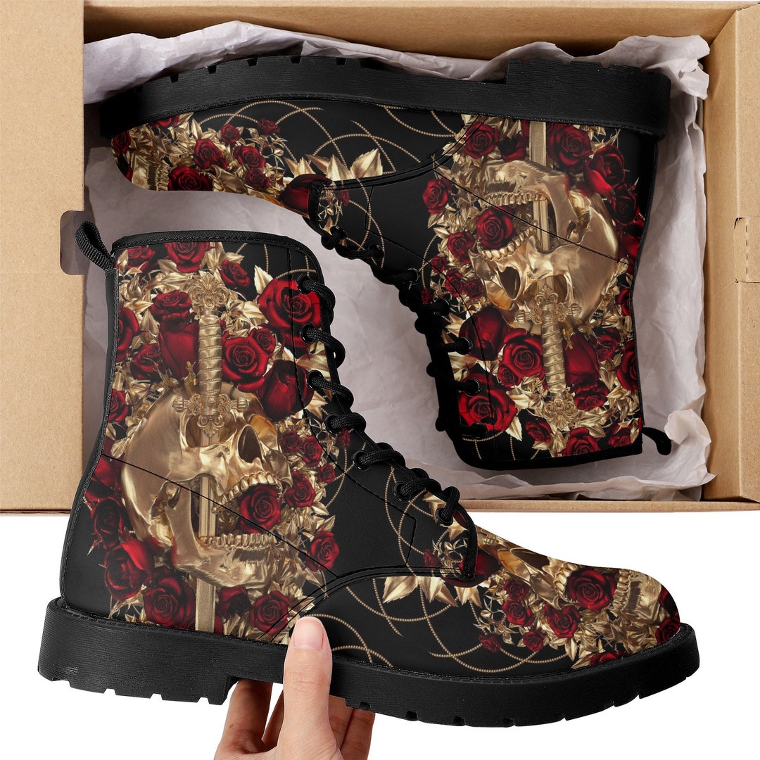 Sword Skull Grim Reaper Boots for Men Women, Gothic Skull Omen Boots ...