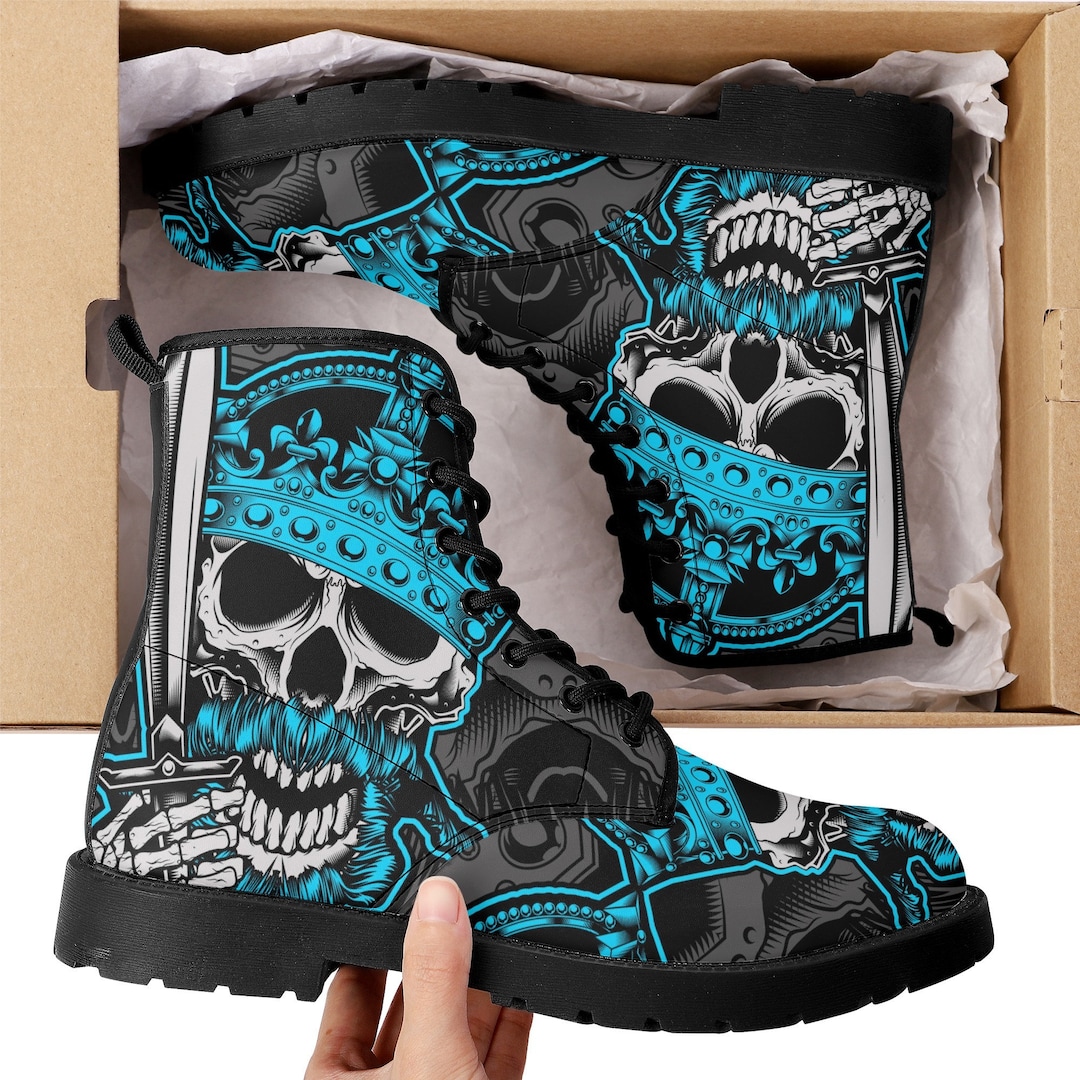 Gothic Grim Reaper Leather Boots, Halloween Skull Boots, Sword Skull ...