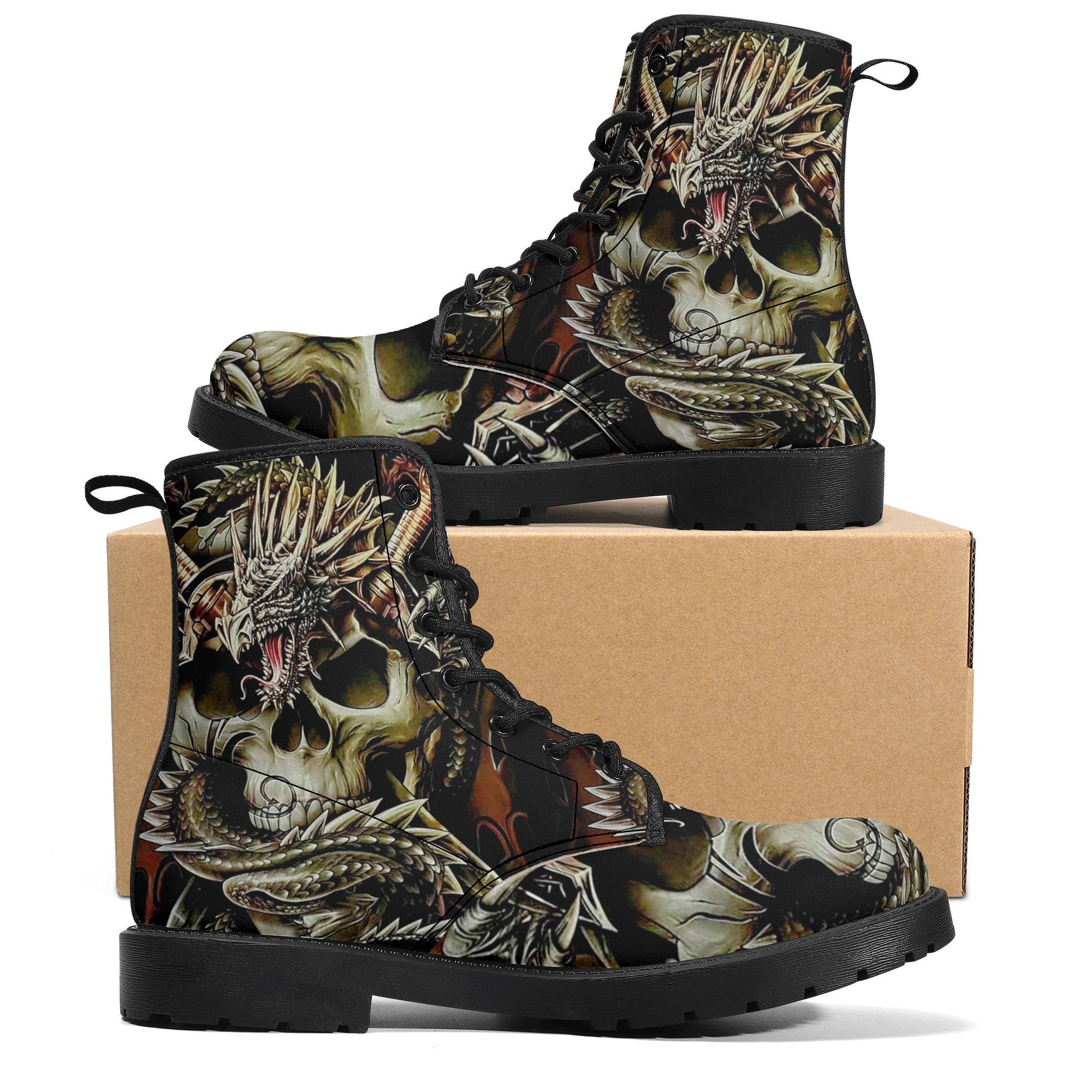 Dragon Skull Girl Boots for Men Women Shoes, Reaper Skull Boots for Men ...