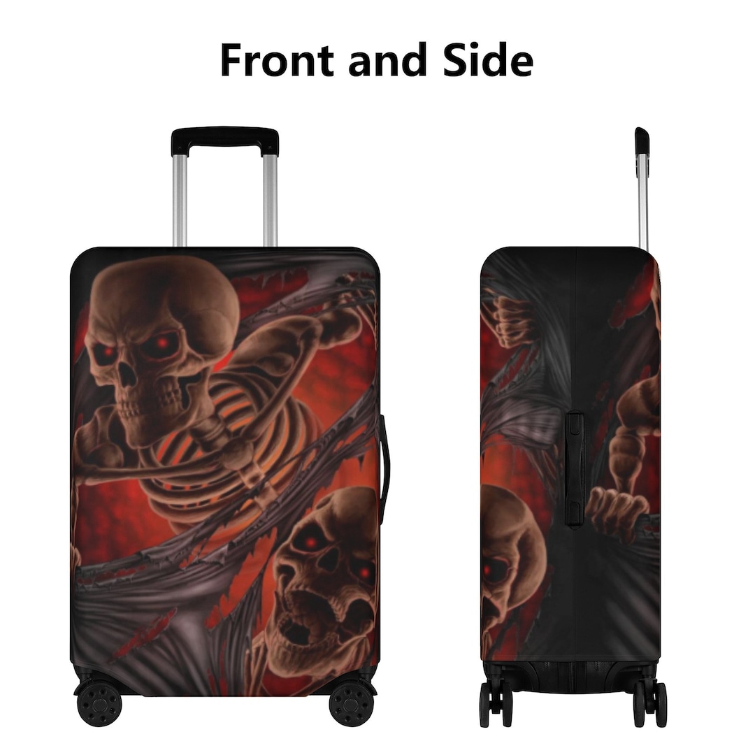 Grim Reaper Gothic Skull Luggage Covers, Skull in Fire Suitcase Cover ...