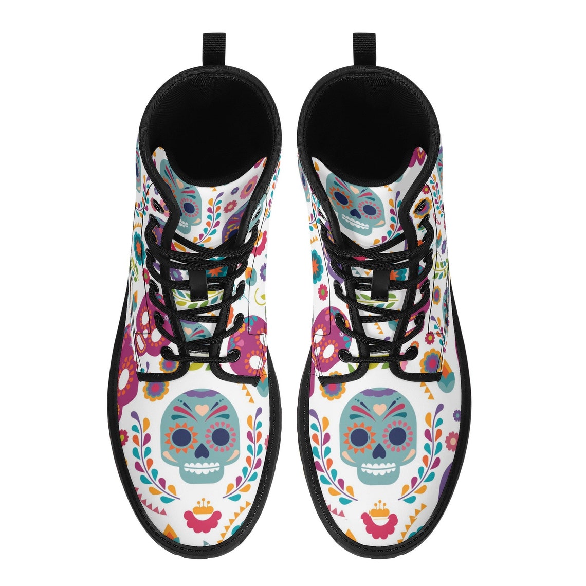 Day of the Dead Sugar Skull Leather Boots, Sugar Skull Boots for Men ...
