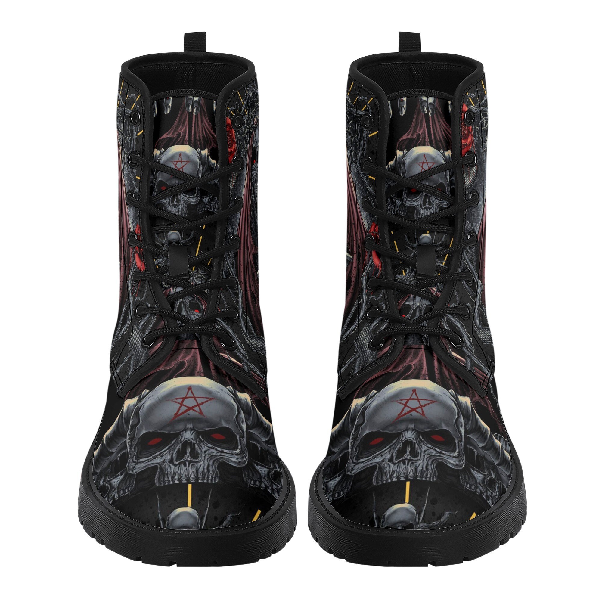 Horror Reaper Skull Boots Streetwear Shoes, Gothic Punisher Skull Boots ...