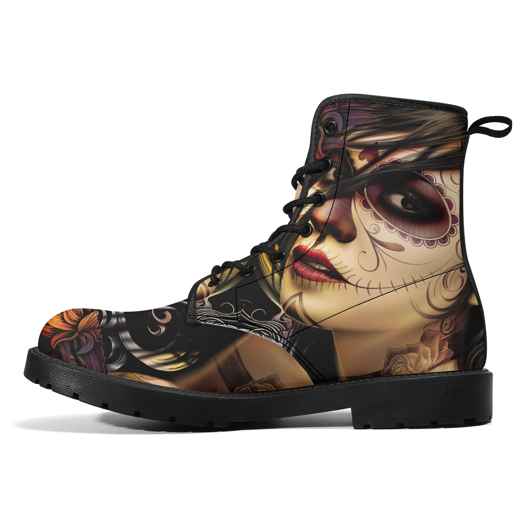 Day of the Dead Girl Leather Boots Candy Skull Girl Boots Men Women Dia ...