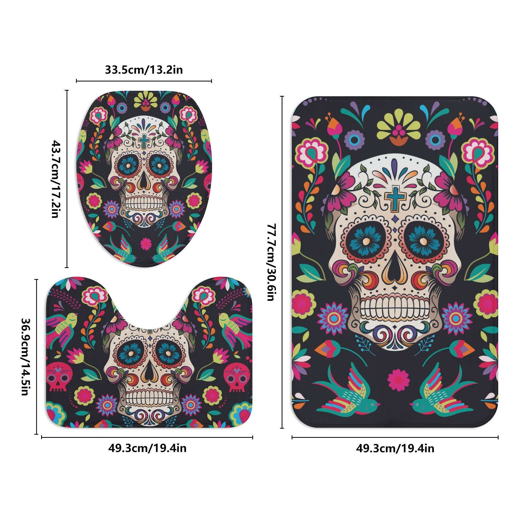 Sugar Skull Bath Rug Candy Skull Rug for Bathroom Skull - Etsy