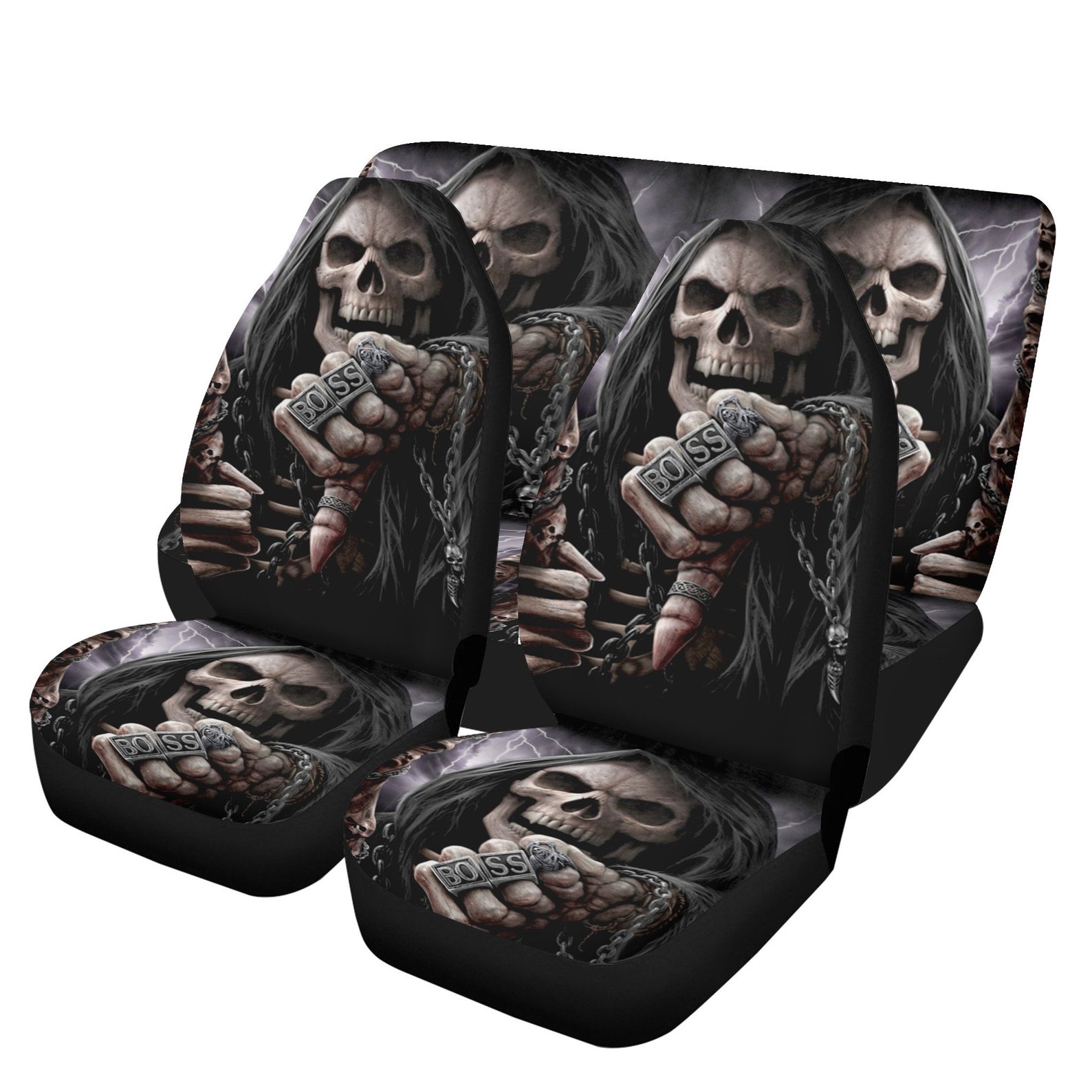 Skull Car Seat Cover Car Mat Halloween Death Seat Cover Mat Ghost Car ...