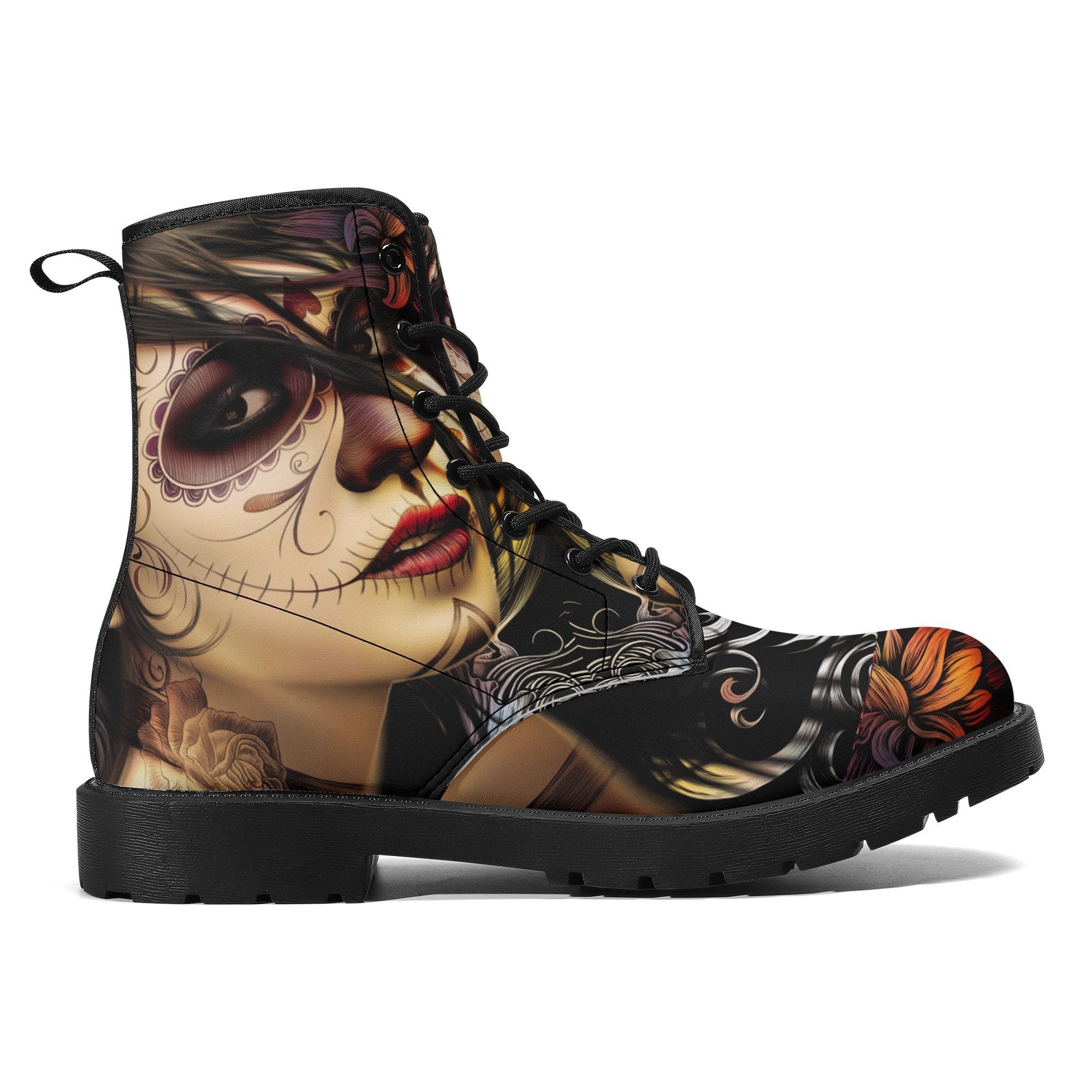 Day of the Dead Girl Leather Boots Candy Skull Girl Boots Men Women Dia ...