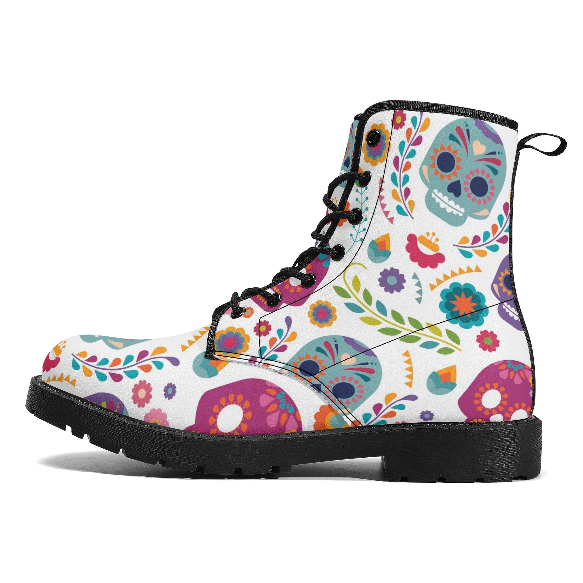 Day of the Dead Sugar Skull Leather Boots, Sugar Skull Boots for Men ...