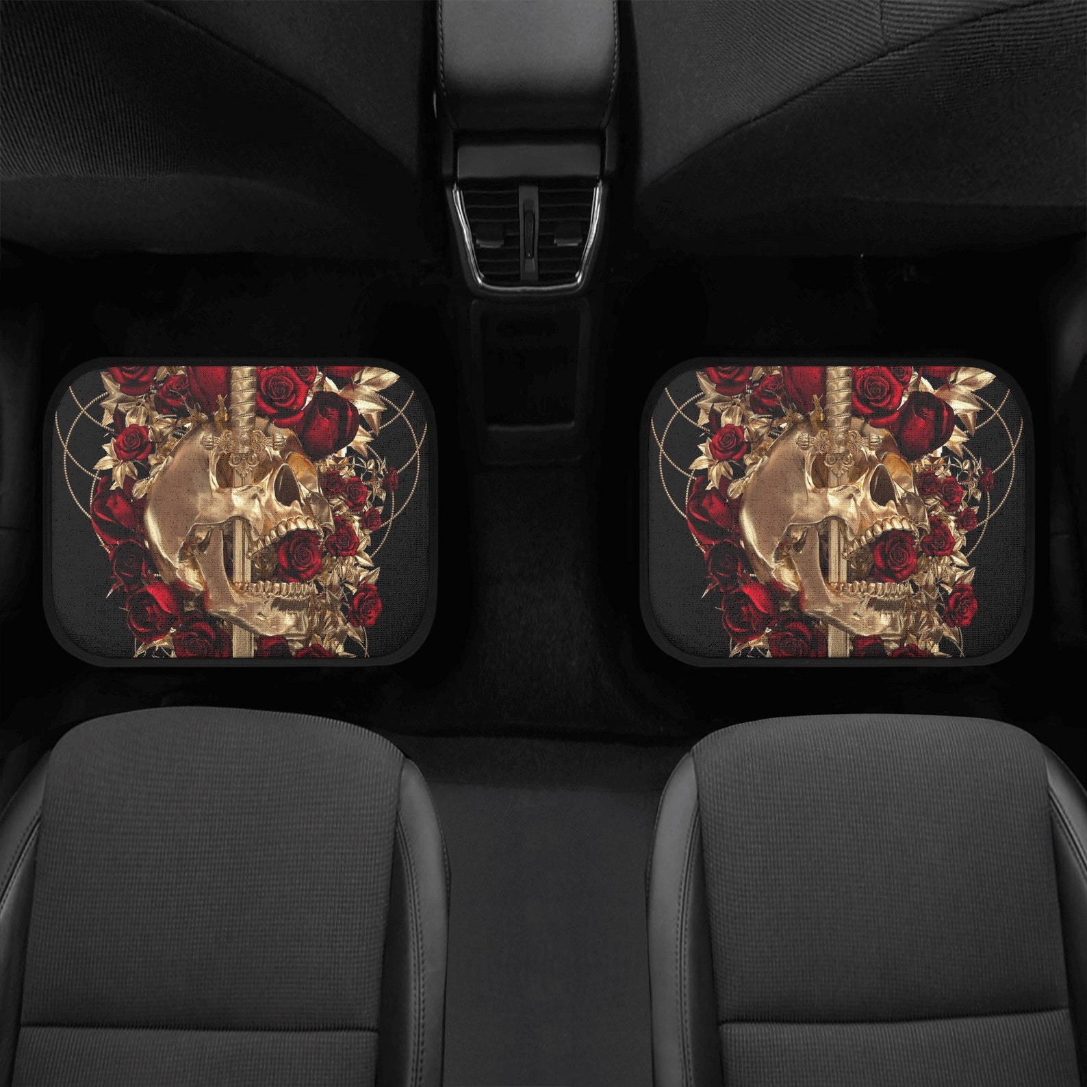 Sword Skull Seat Cover for Car, Rose Skull Rug Seat Cover for Car ...