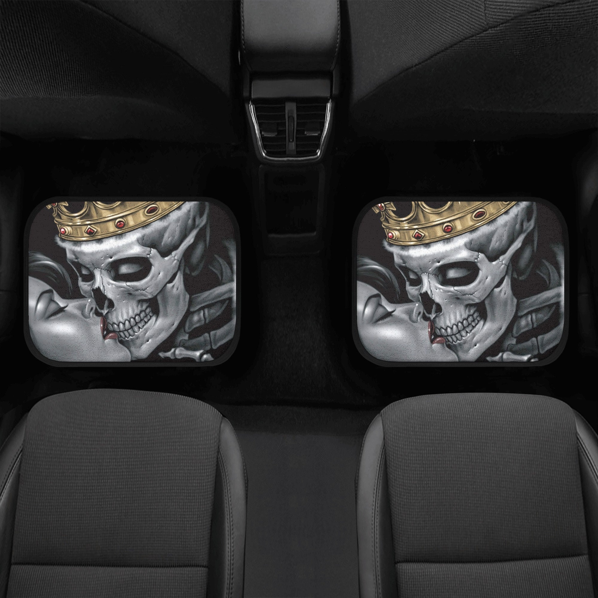 King Queen Grim Reaper Skull Car Seat Cover Car Mat Halloween Death Car ...