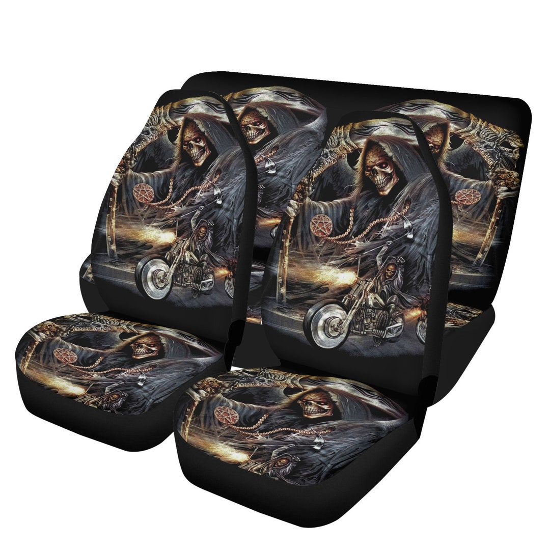 Grim Reaper Skull Seat Cover for Car, Skull Rug Mat for Car, Halloween ...