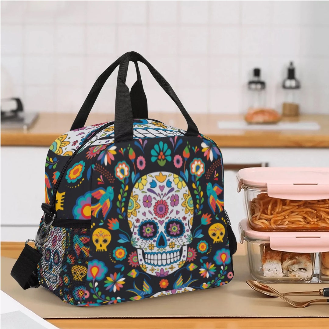 Sugar Skull Lunch Bag, Day of the Dead Lunch Bag, Sugar Skull Lunch Box ...