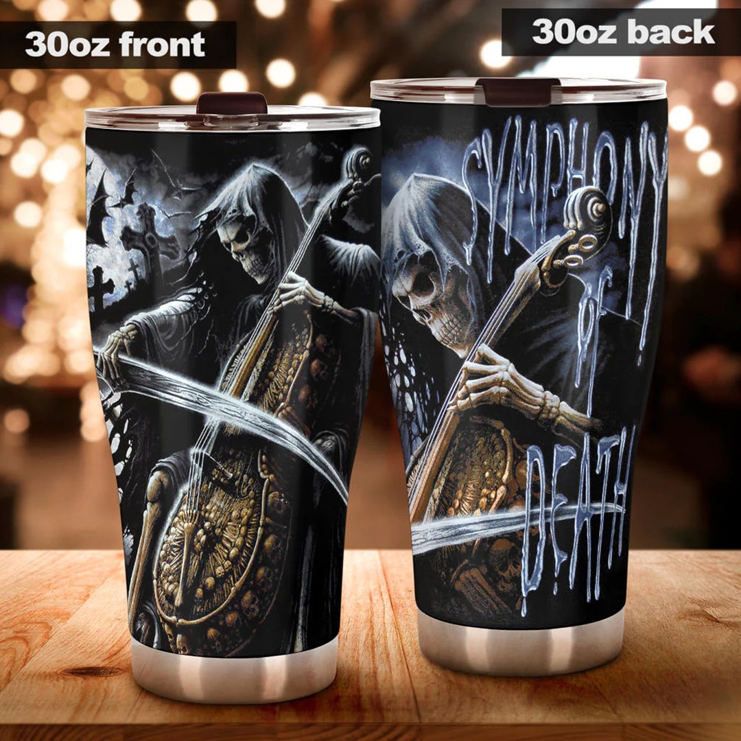 Grim Reaper Skull Travel Mug, Evil Tumbler, Halloween Skull Cup ...