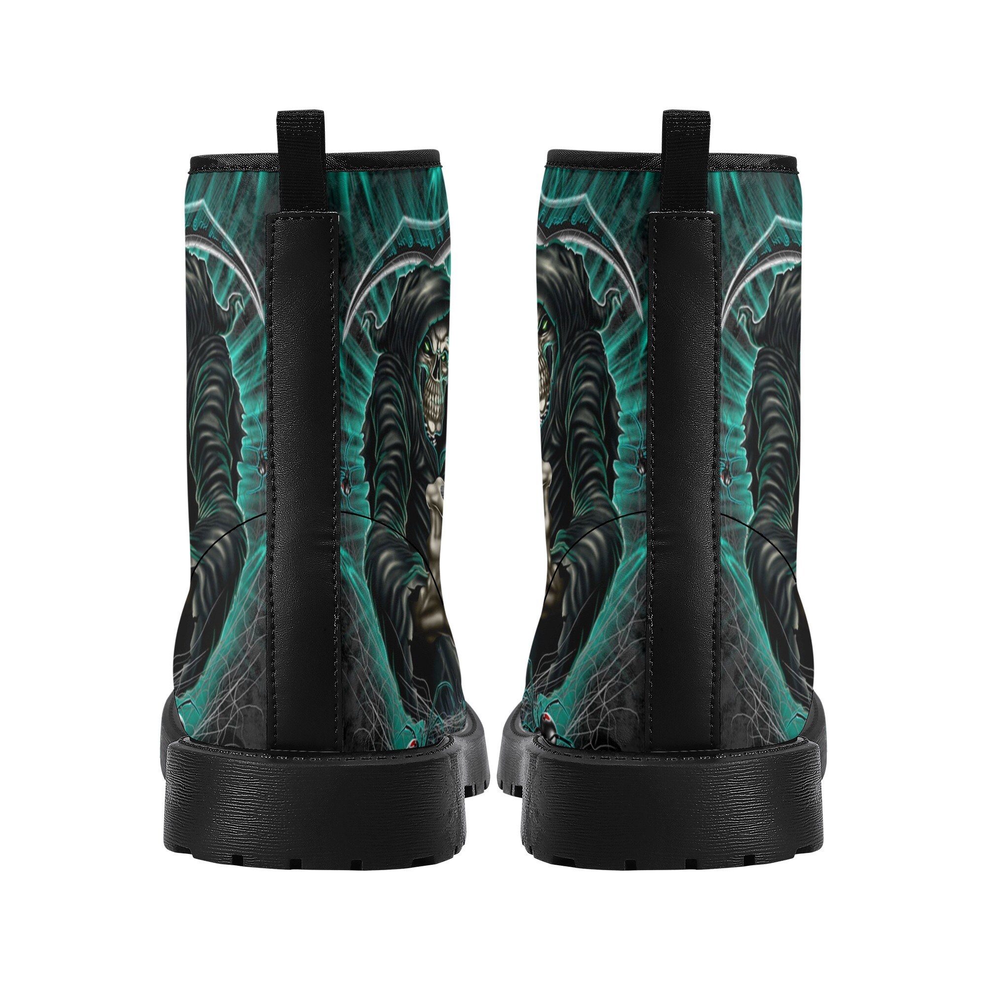 Grim Reaper Leather Boots Halloween Goth Skull Boots Gothic - Etsy