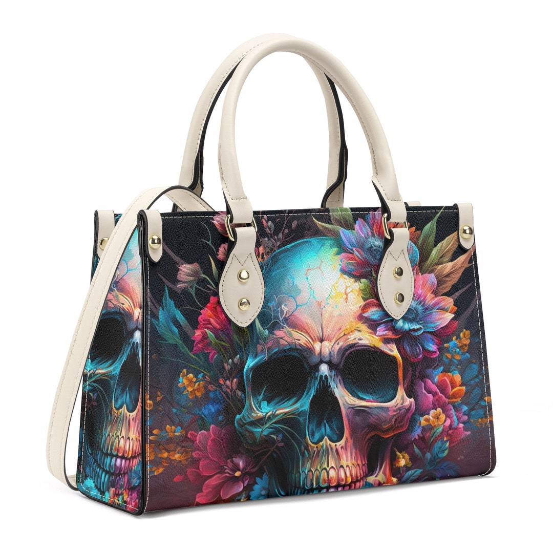 Rose Skull Cosmetic Bag, Devil Ghost Purse, Rose Skull Travel Bag, Goth ...