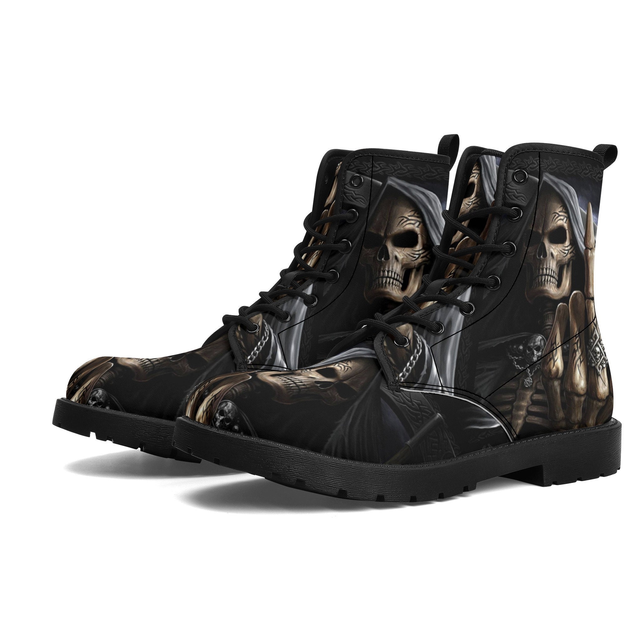 Grim Reaper Men Women Boots, Punisher Horror Gothic Skull Boots ...