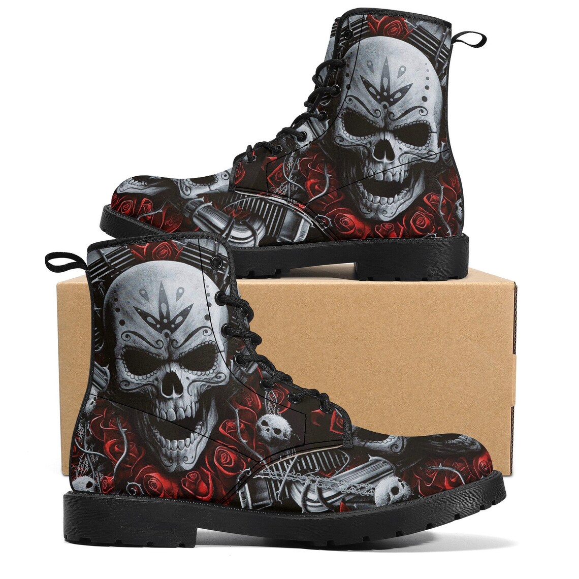 Motorcycle Biker Skull Grim Reaper Boots for Men Women, Gothic Boots ...
