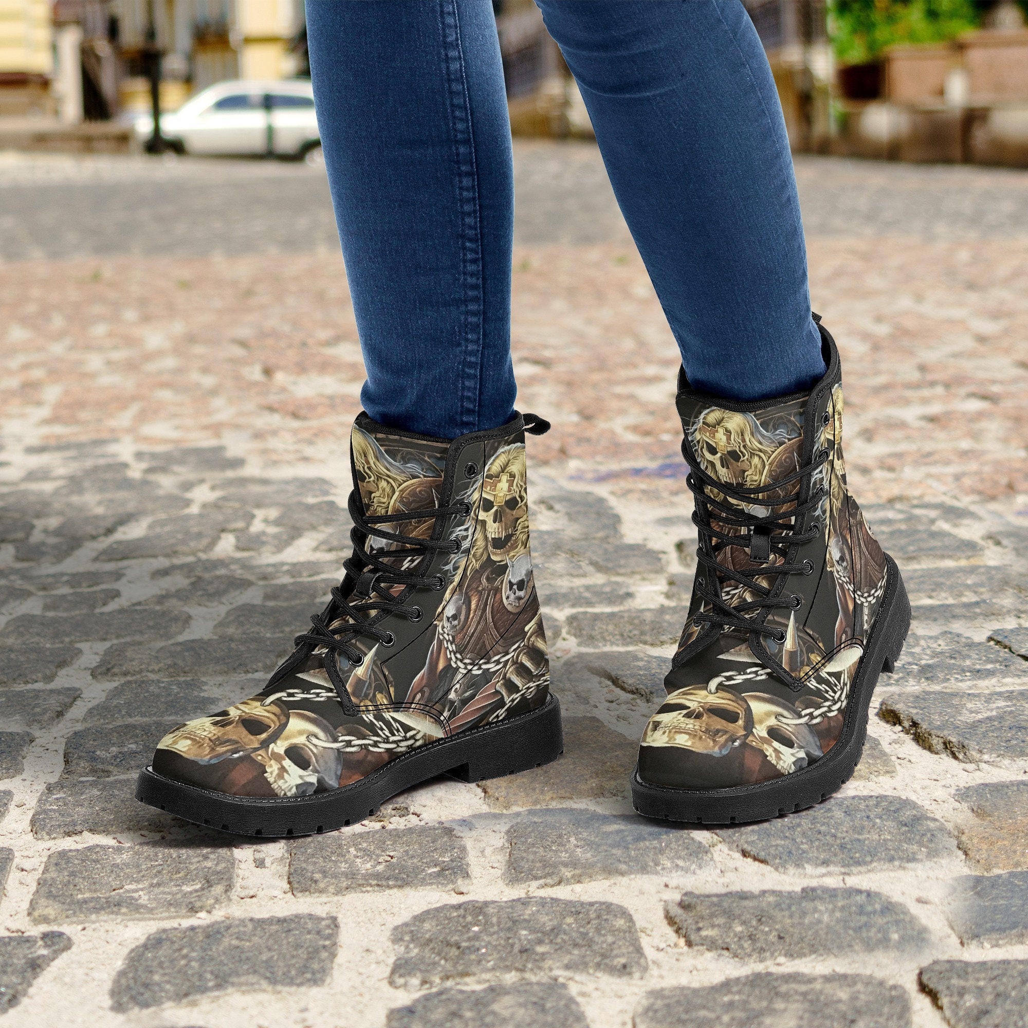 Grim Reaper Evils Skull Boots for Men Women, Horror Punisher Skull ...