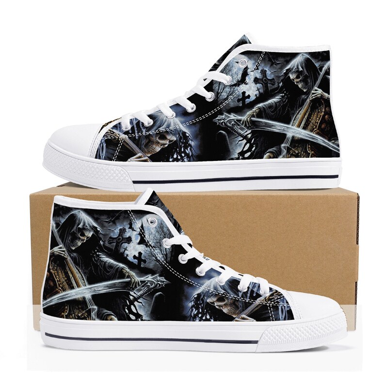 Punisher Skull Shoes for Her, Reaper Skull Shoes for Her, Rose Skull ...