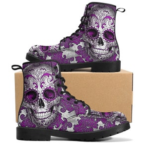 Day of the Dead Skull Leather Boots, Sugar Skull Boots, Dia De Los ...