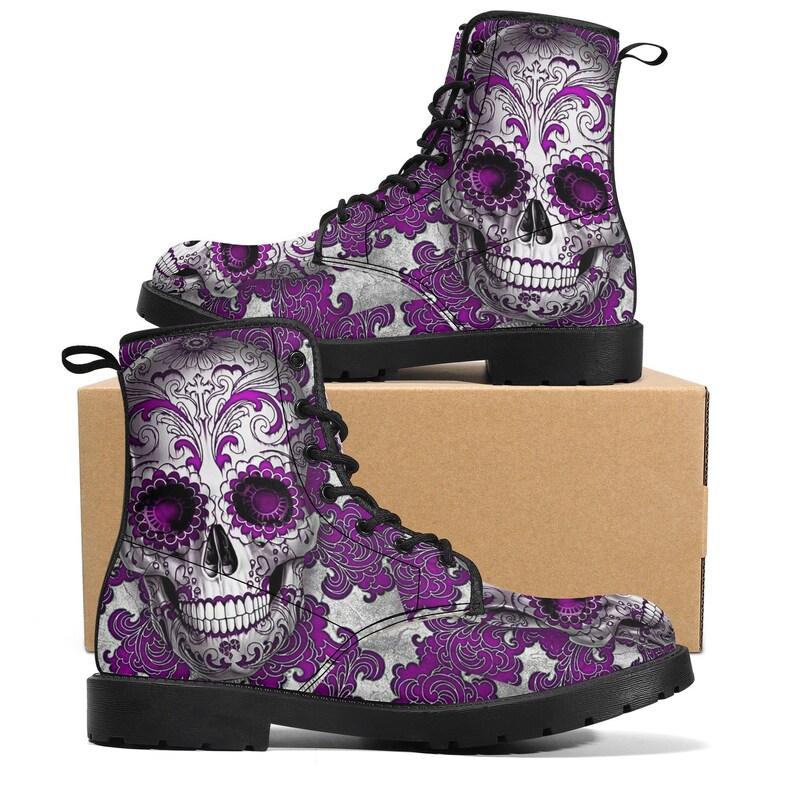 Day of the Dead Skull Leather Boots, Sugar Skull Boots, Dia De Los ...