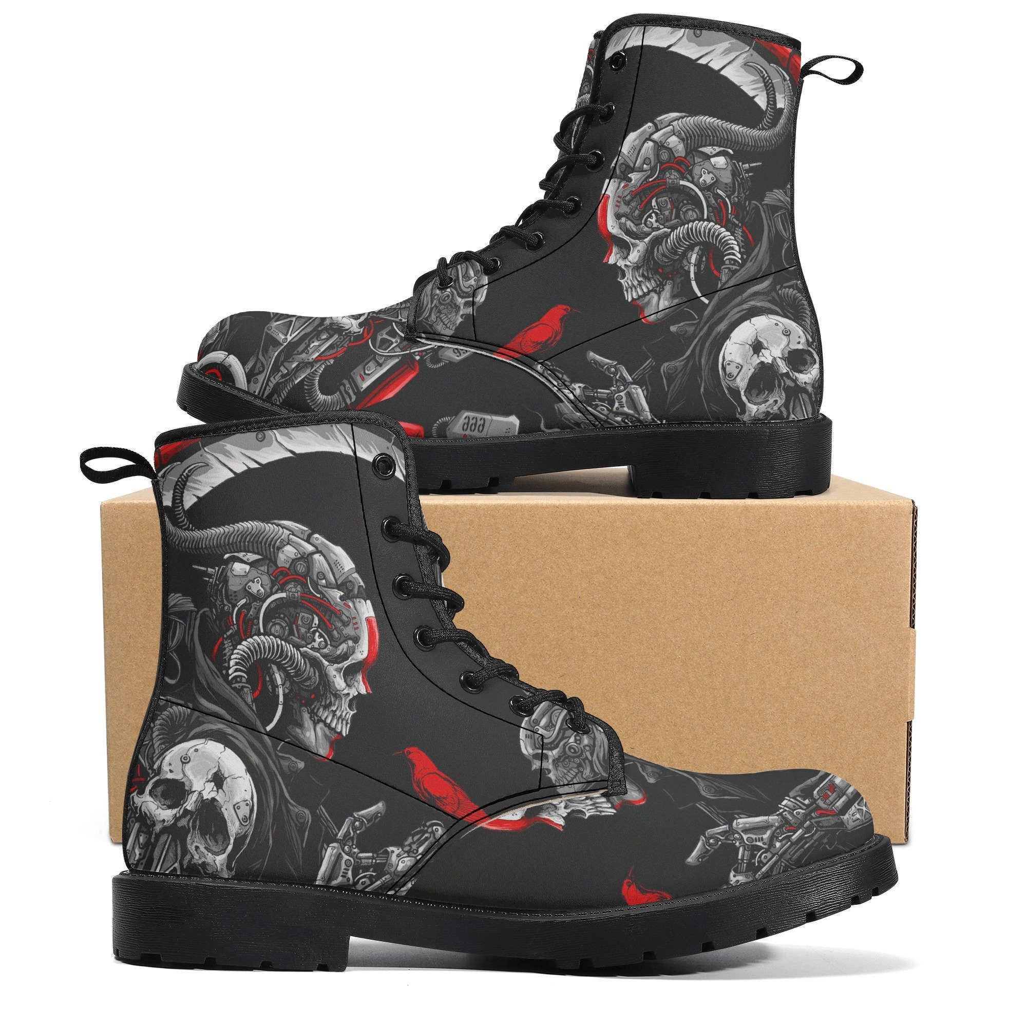 Grim Reaper Skull Boots for Men Women, Gothic Punisher Skull Women ...