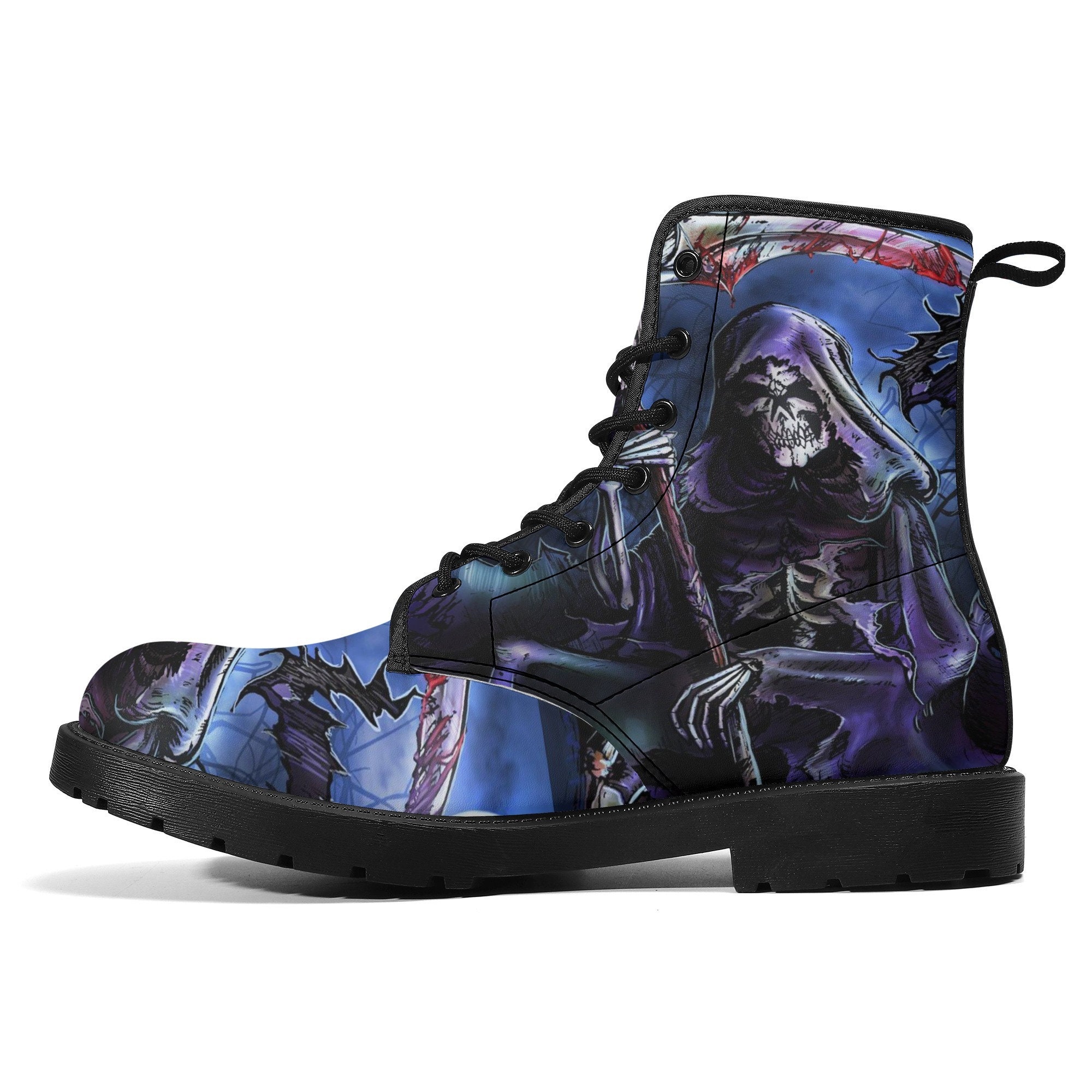 Skull Reaper Boots for Men Women, Gothic Boots for Biker, Skeleton ...