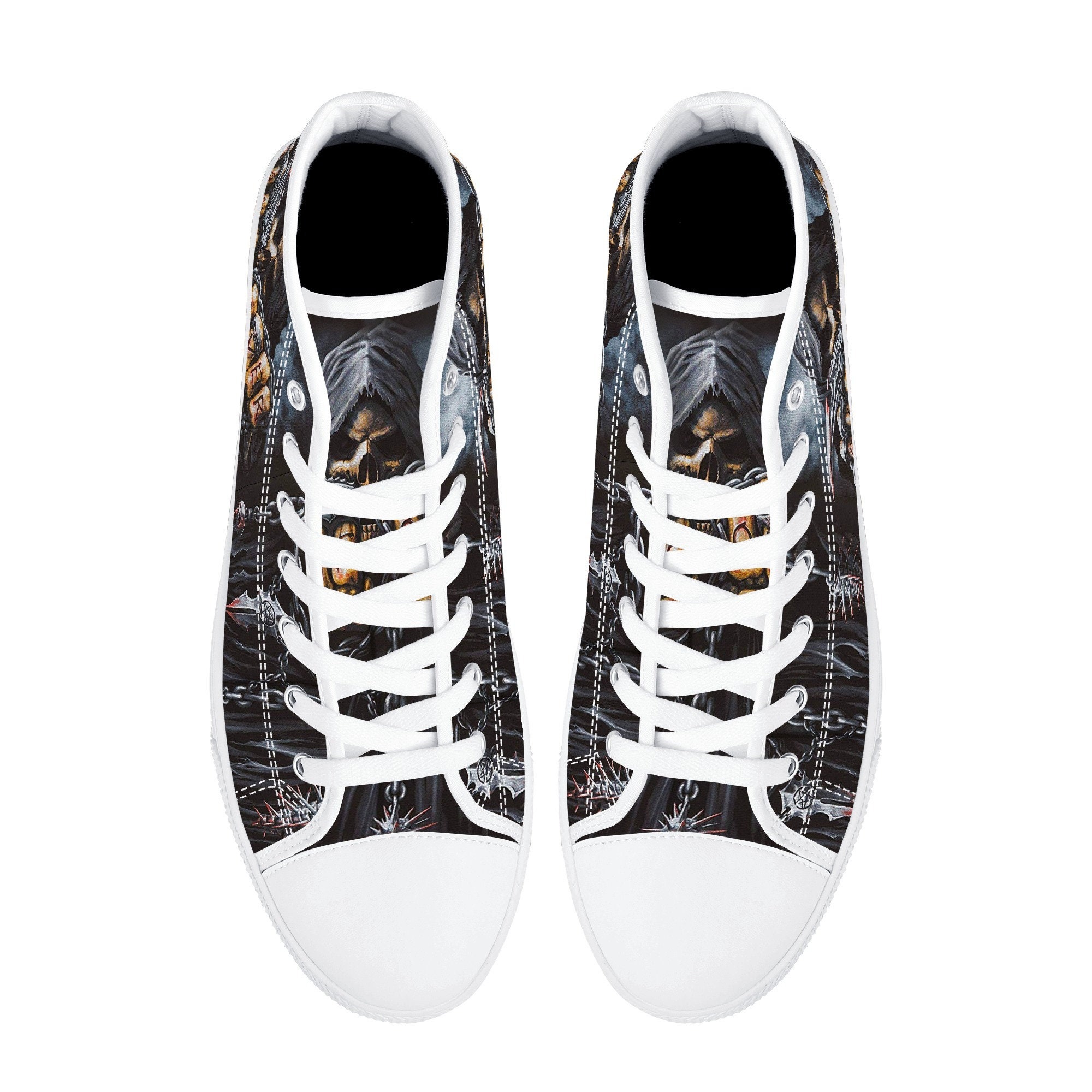 Grim Reaper Game Over Skull Canvas Shoes Reaper Skull High - Etsy