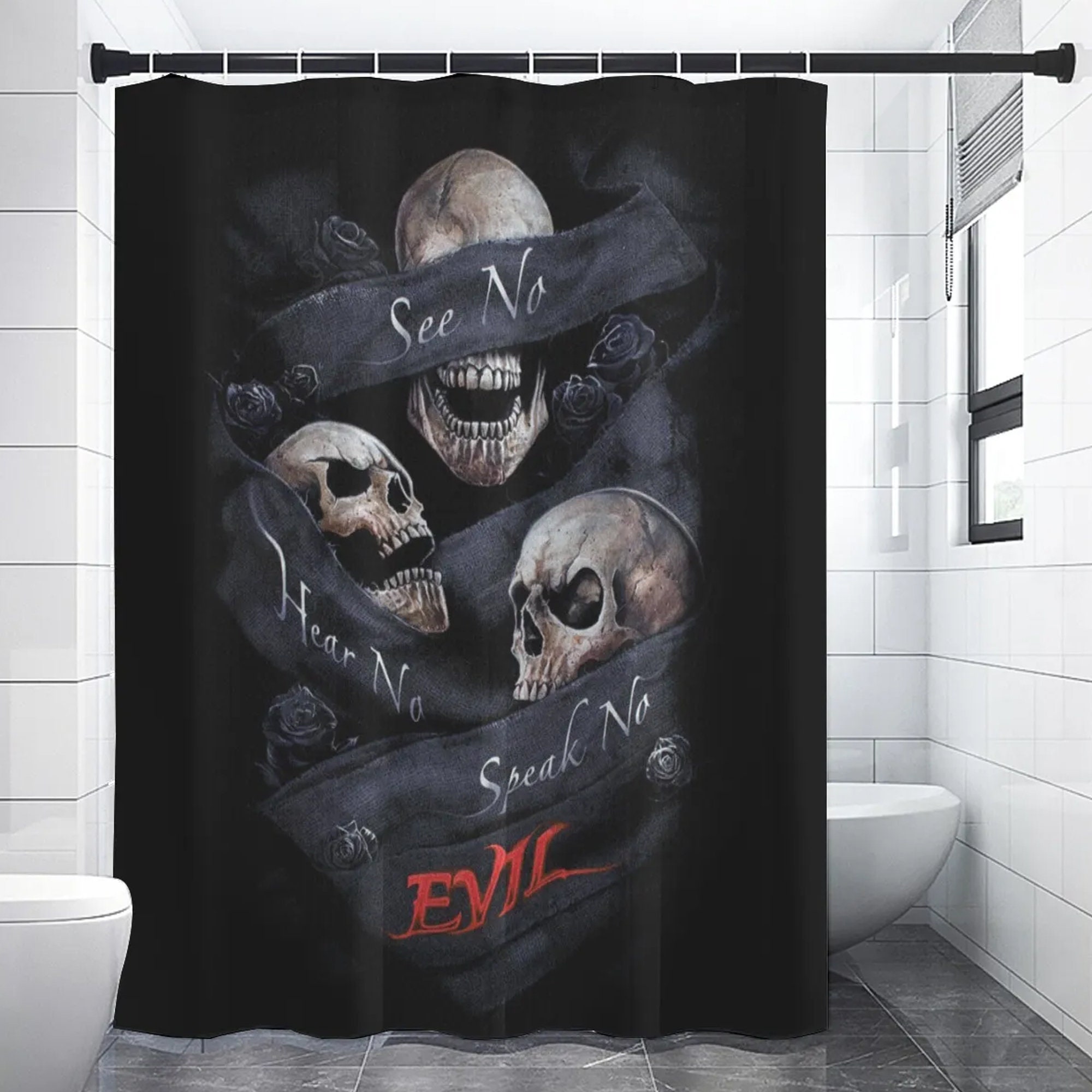 Evil Bath Rug, Halloween Rug for Bathroom Flaming Skull Bathroom Toilet ...
